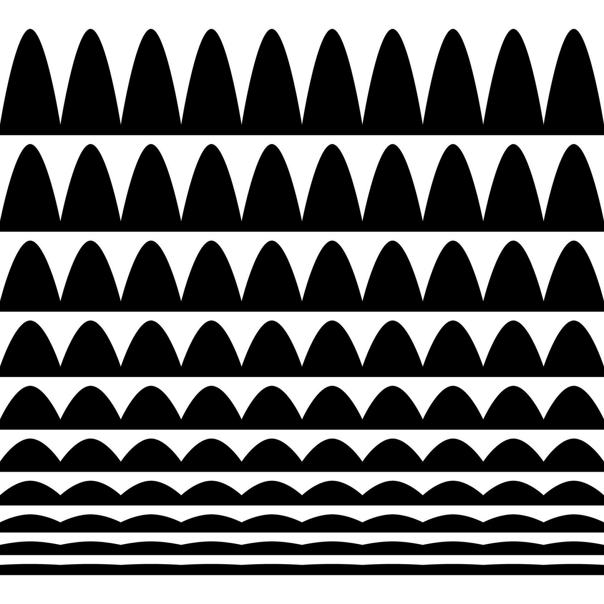 A collection of wavy zigzag horizontal wiggly lines, seamless borders, and smooth and angular ...