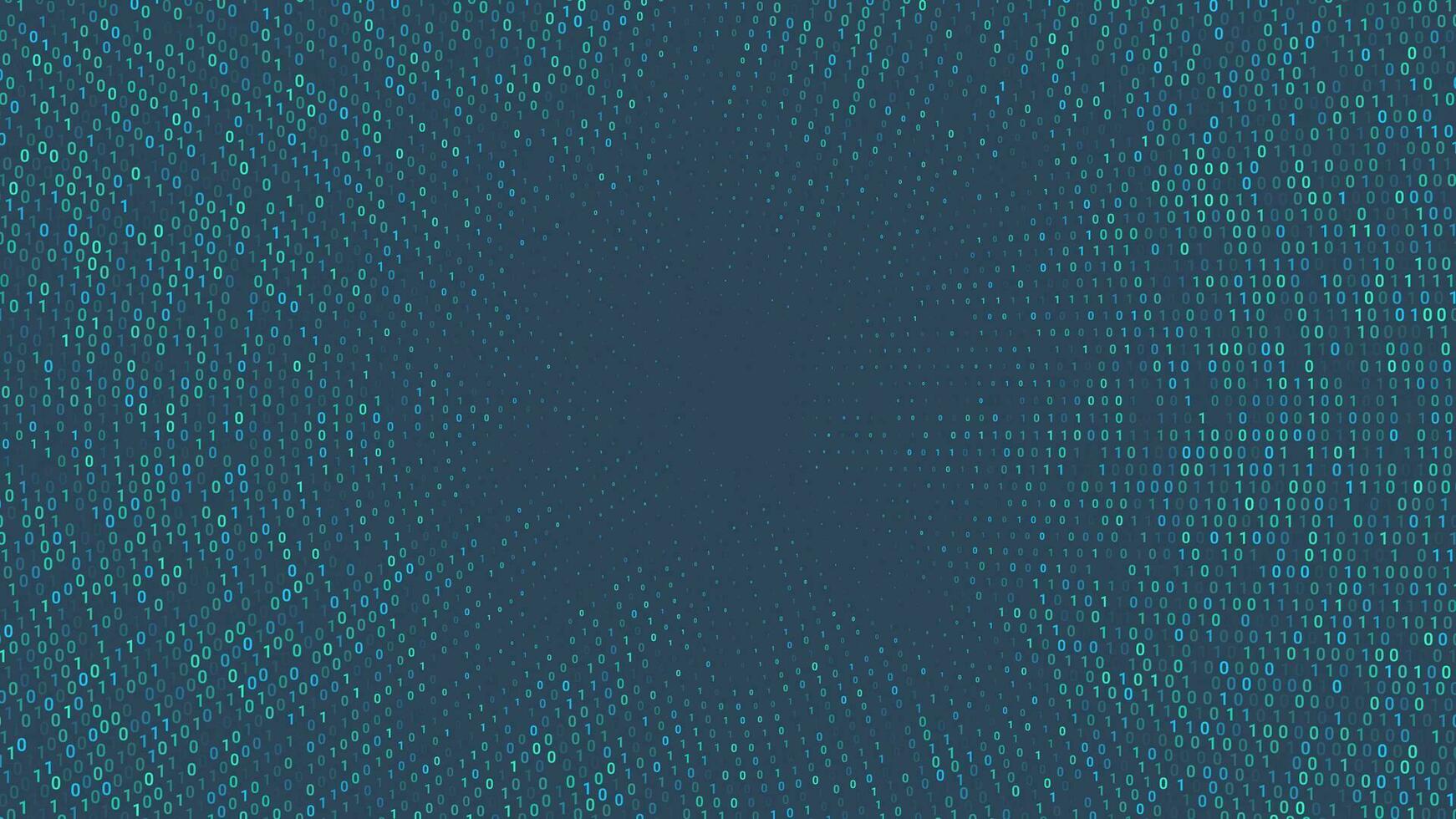 Vector halftone letter binary code pattern forming rays. Coding language symbols forming a sun ...