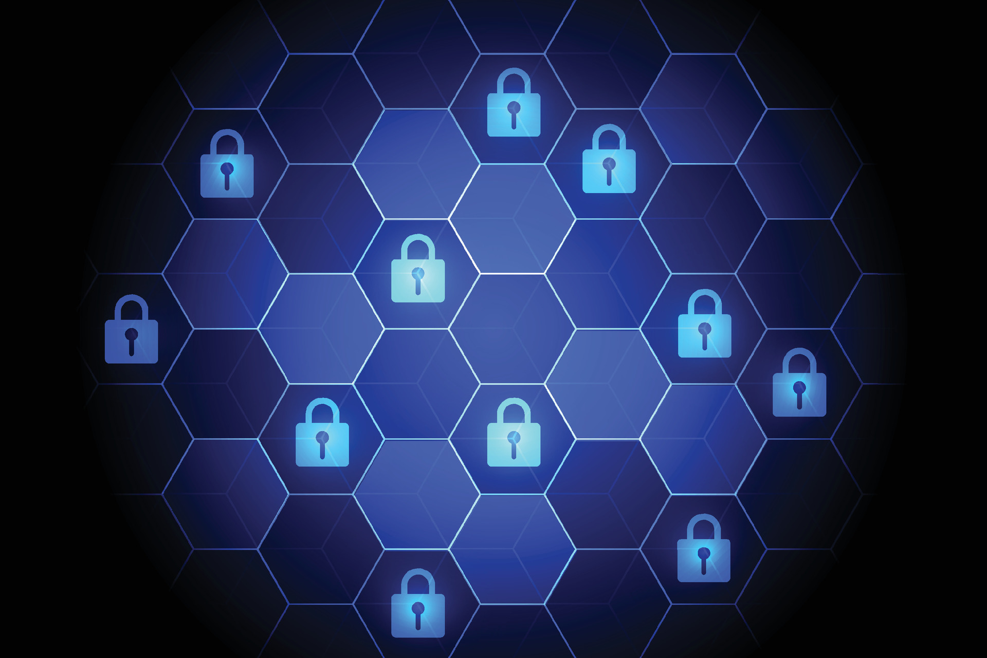 Abstract Hexagonal Premium Security Cyber Digital Concept Blockchain Structures In Technology