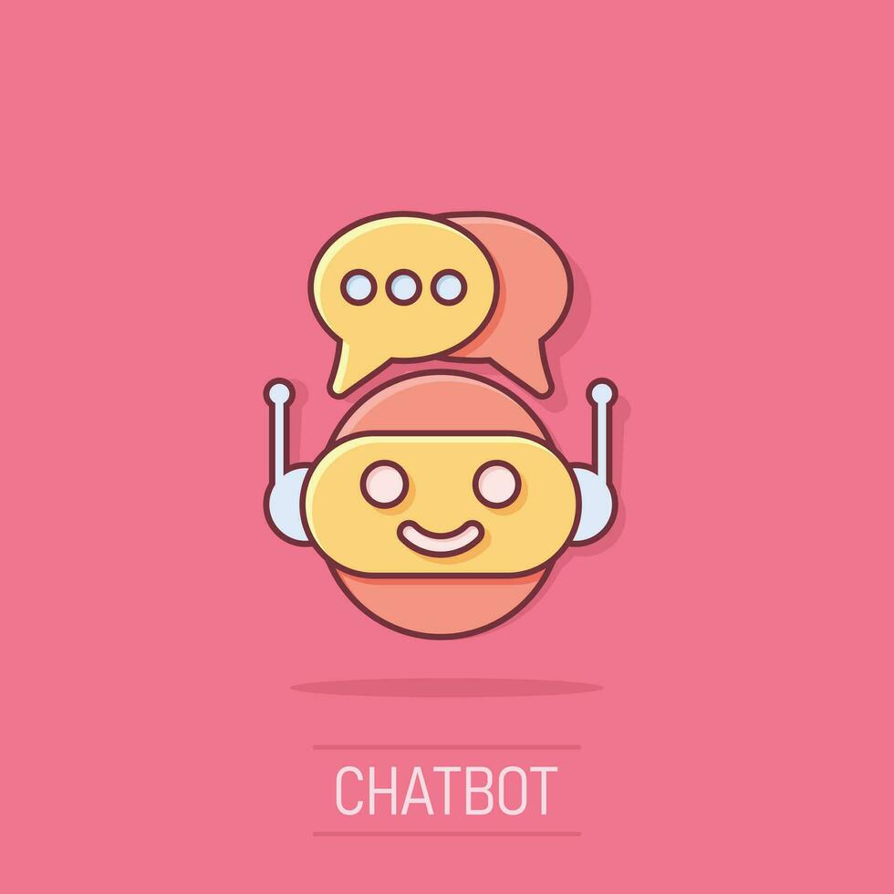 Cute Robot Chatbot Icon In Comic Style Bot Operator Vector Cartoon