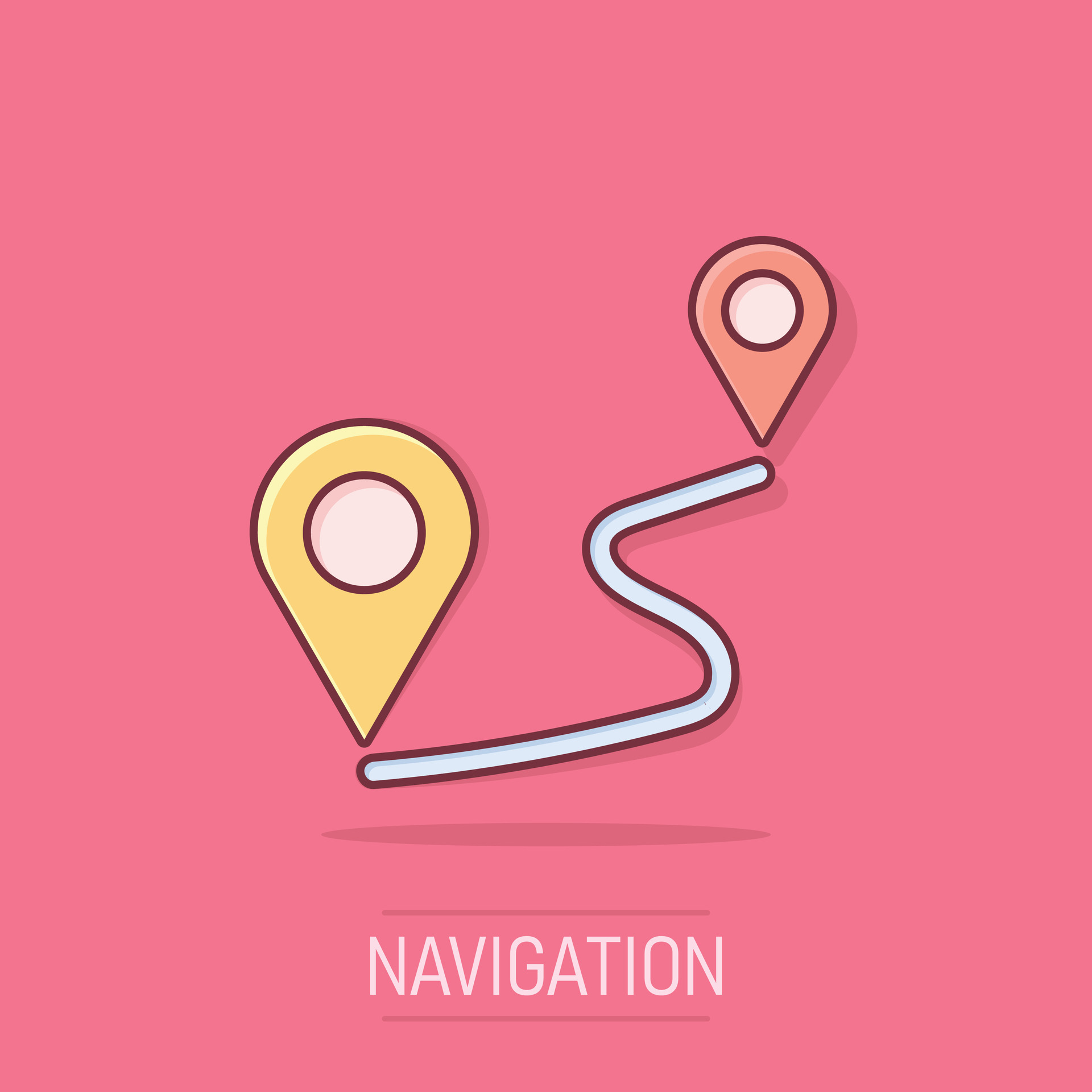 Distance Pin Icon In Comic Style Gps Navigation Vector Cartoon