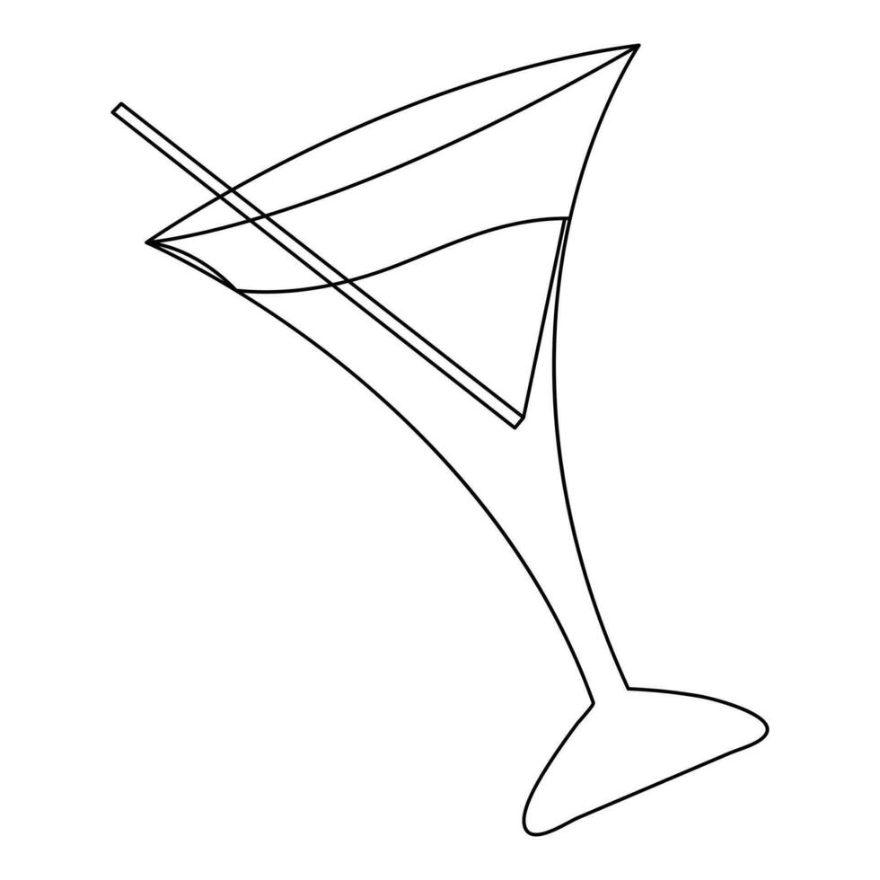 Continuous Single Line Hand Drawing Icon Of Glass Design And Outline