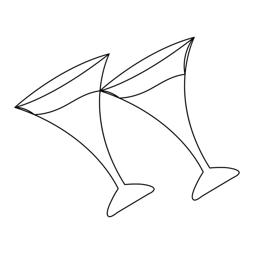 Continuous Single Line Hand Drawing Icon Of Glass Design And Outline