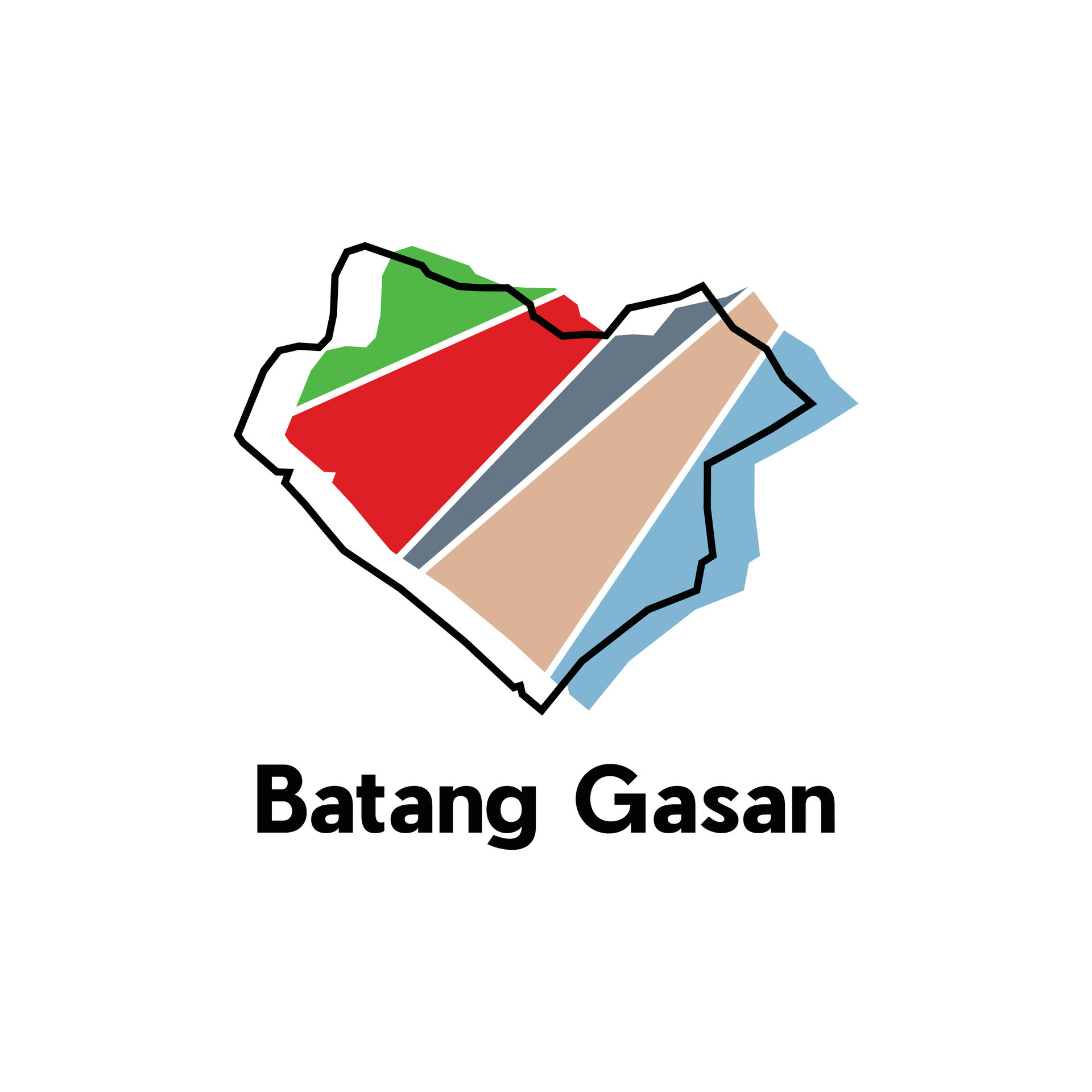 Map City of Batang Gasan, World Map Country of Indonesia vector template with outline, graphic ...