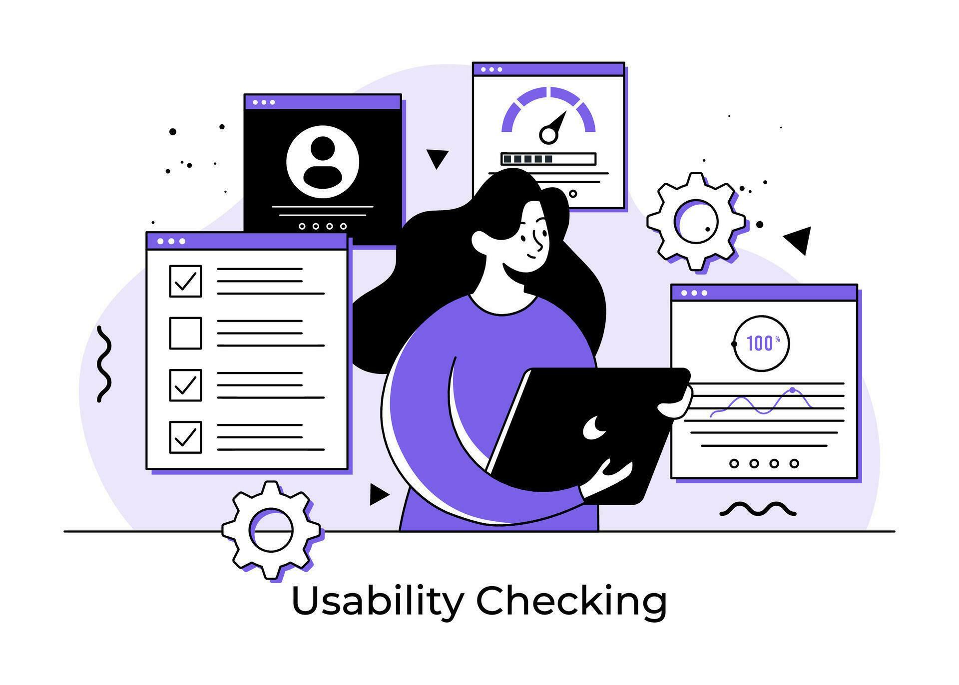 Usability Testing Flat Illustration Concept Qa Engineering Developer Tester Searching Bugs