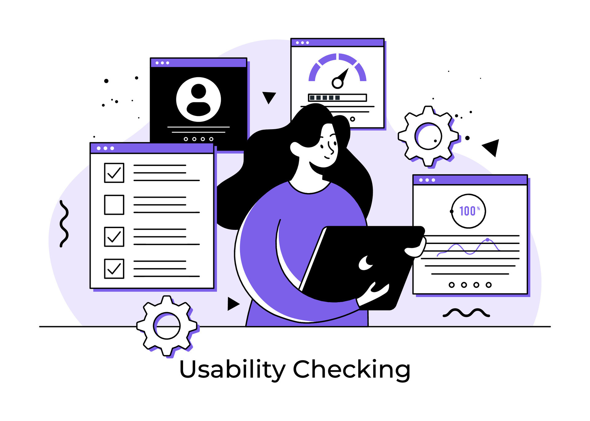 Usability Testing Flat Illustration Concept Qa Engineering Developer Tester Searching Bugs