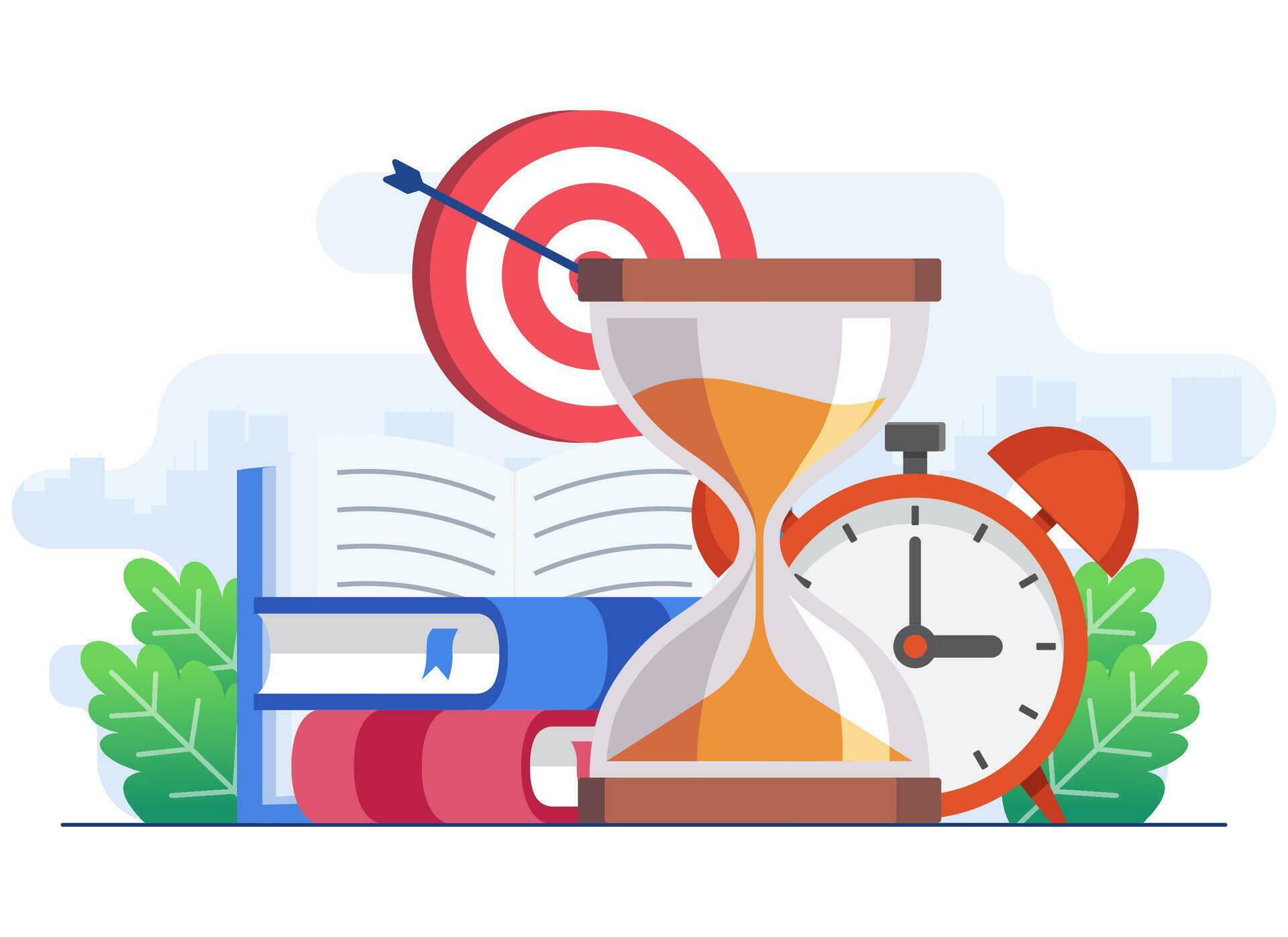 Exam deadline flat illustration vector concept, student learning before ...