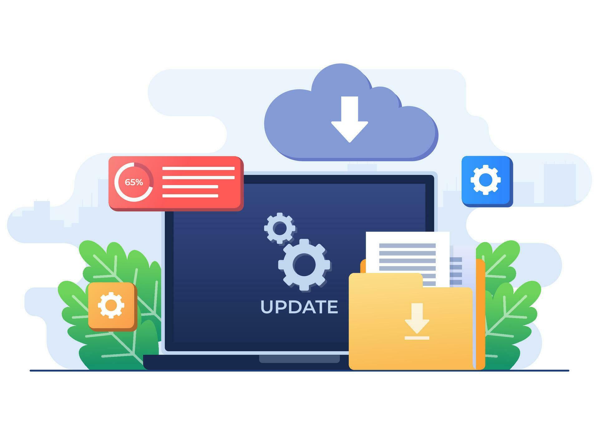 Upgrading operating system flat illustration, System update, System ... Upgrading operating system flat illustration, System update, System ...