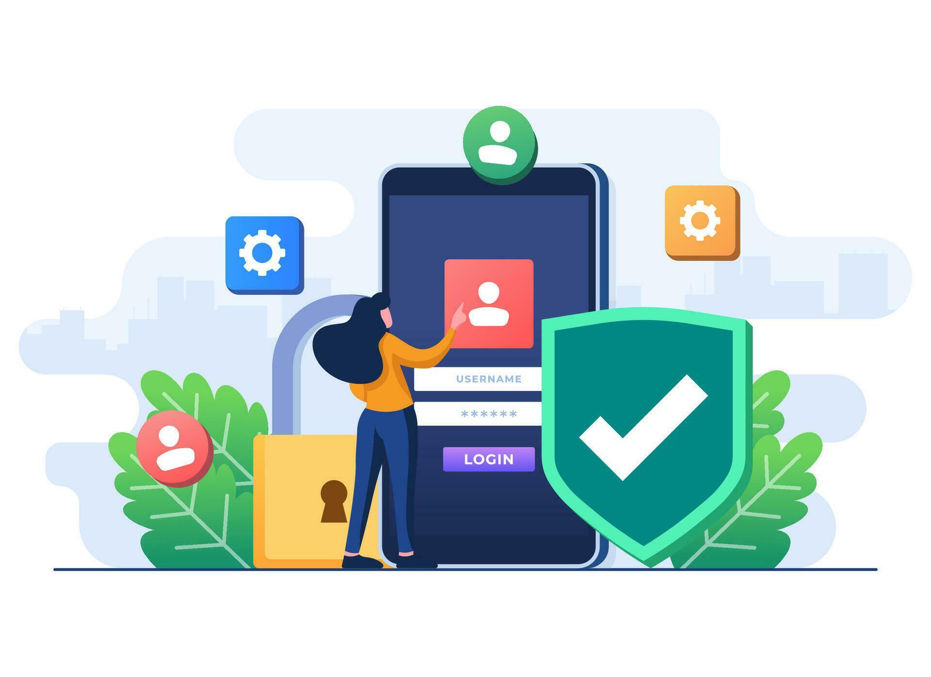 Online Registration Or Sign Up User Interface Screen On Smartphone Screen Secure Login Woman