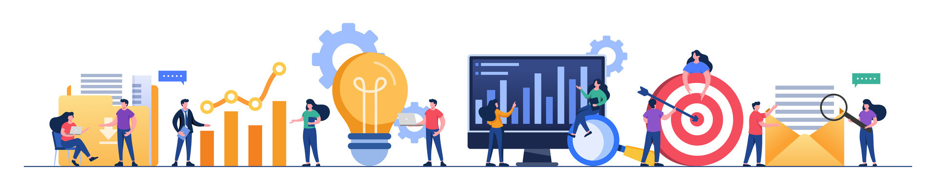 Business performance data analysis flat illustration concept, Search ... Business performance data analysis flat illustration concept, Search ...