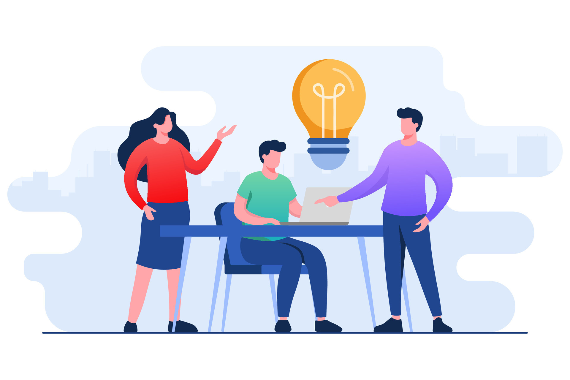 Business people brainstorming concept flat illustration vector template ...