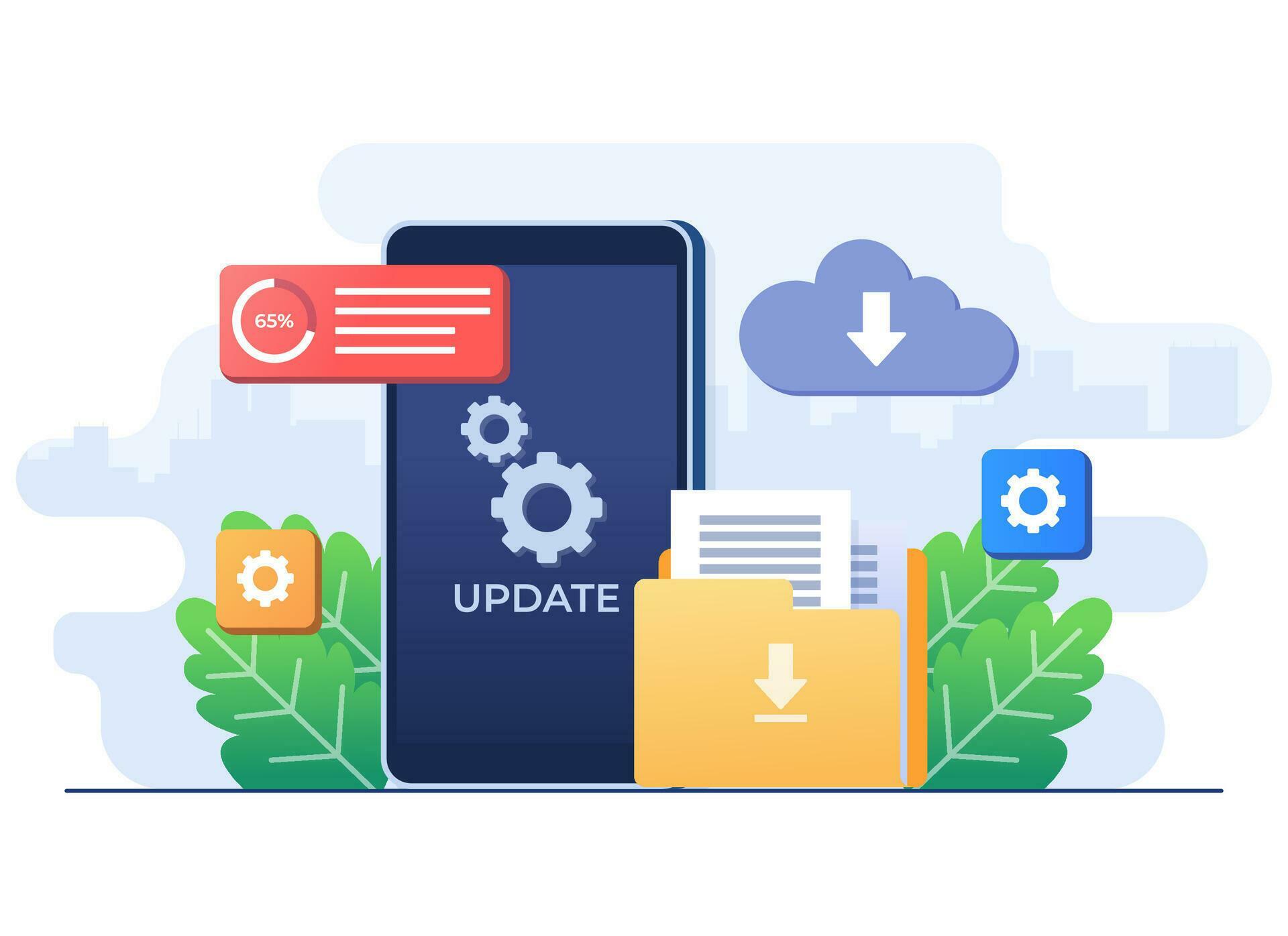Upgrading operating system flat illustration, System update, System ... Upgrading operating system flat illustration, System update, System ...