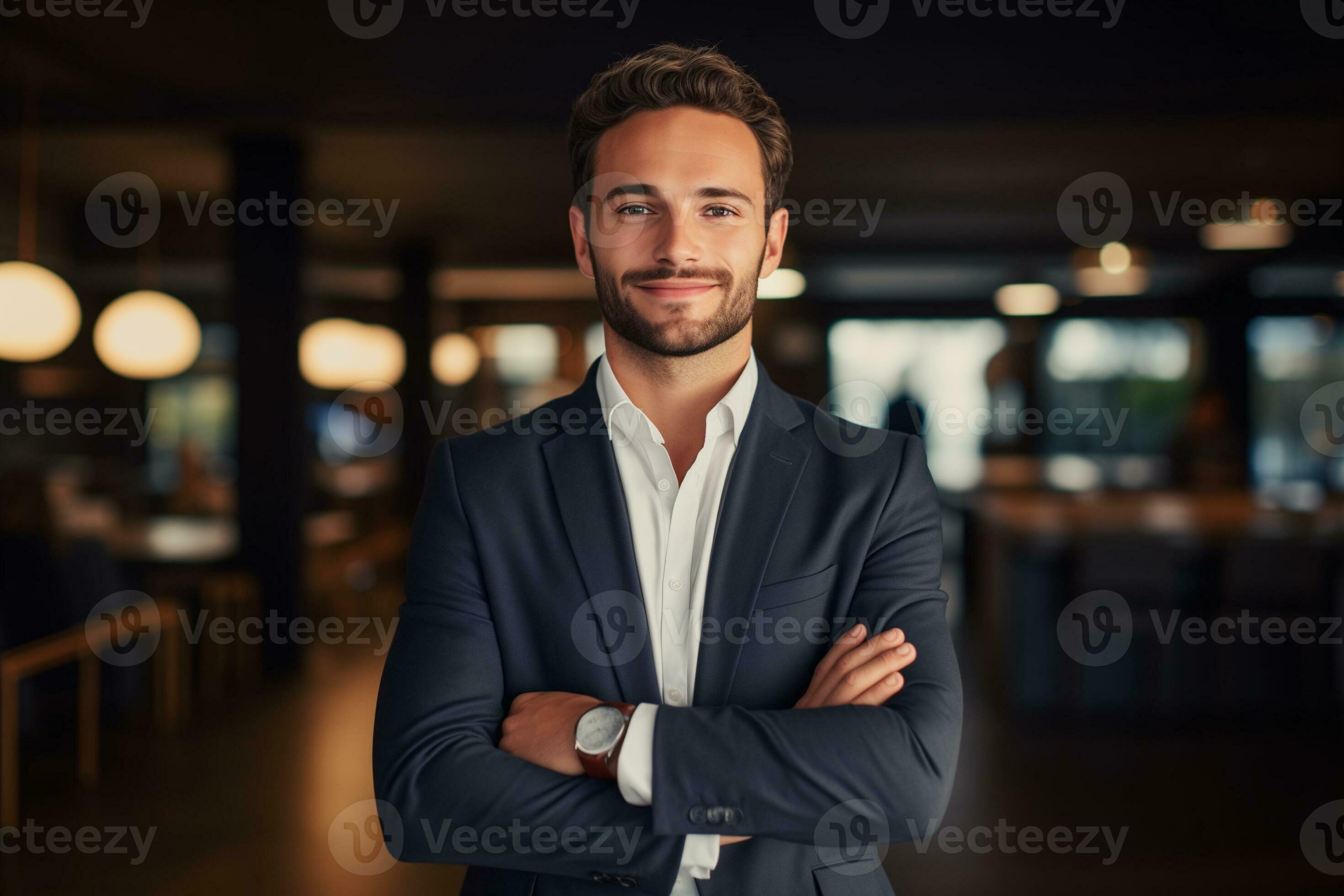 AI generated Office worker portrait of smiling handsome businessman ...