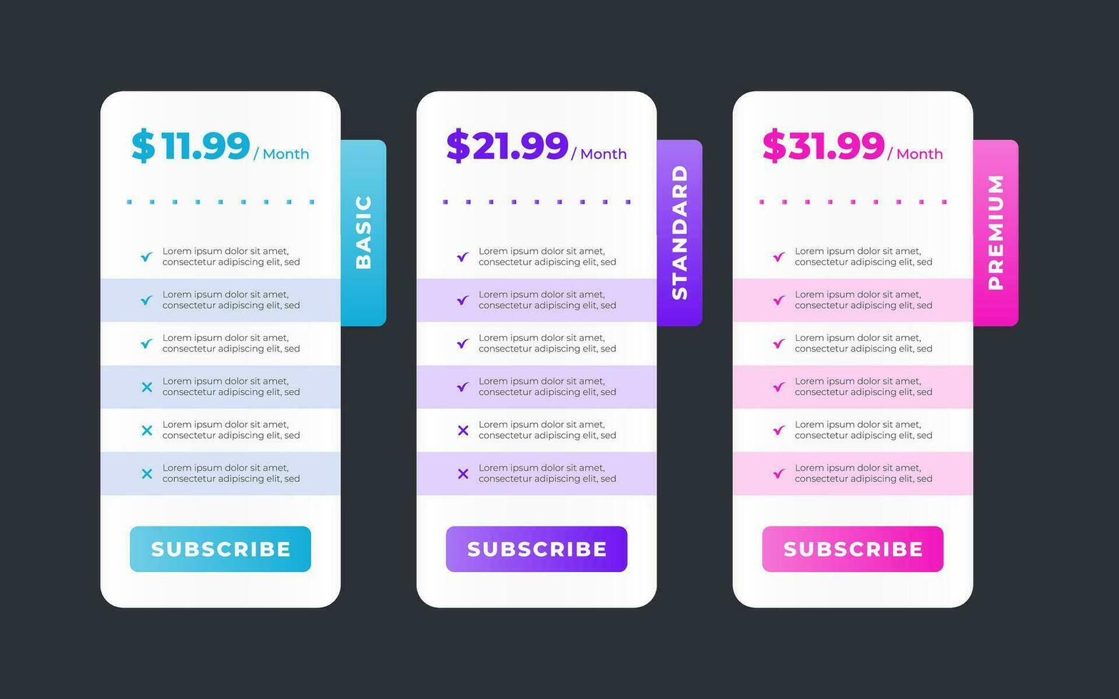 Vector modern pricing table design template 36328407 Vector Art at Vecteezy Vector modern pricing table design template 36328407 Vector Art at Vecteezy