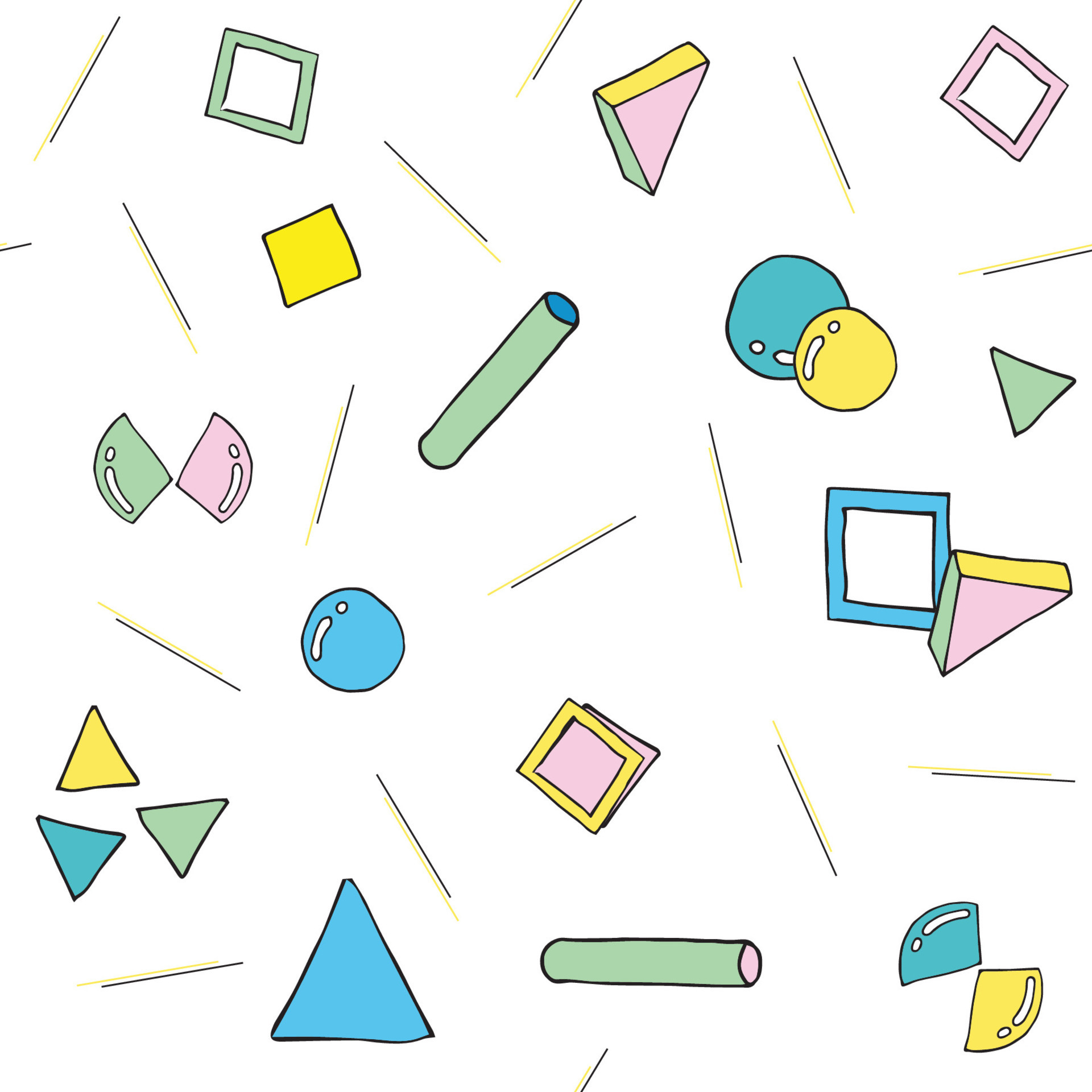 Modern Abstract Design Pattern In Retro Style Seamless Texture With Geometric Shapes Colorful