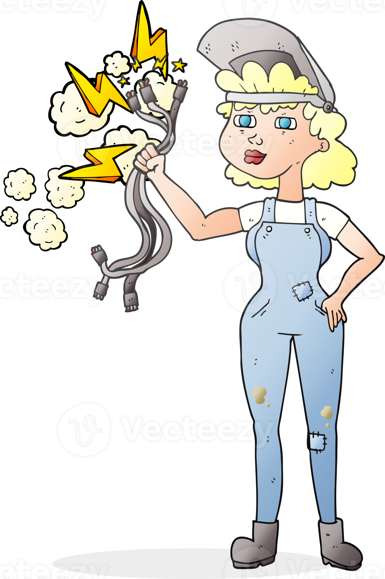 Freehand Drawn Cartoon Electrician Woman 36331841 Png