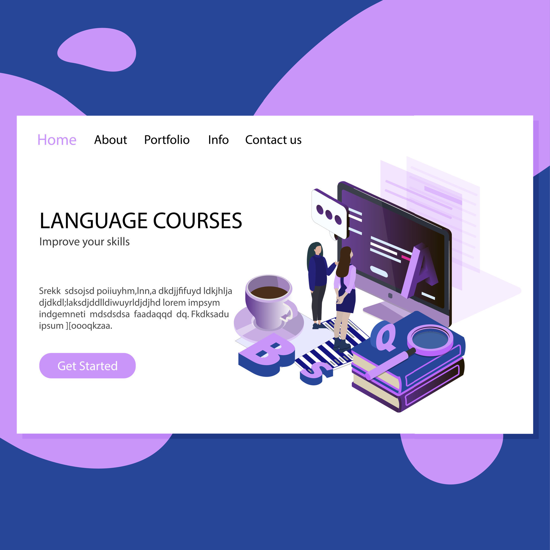 Language courses. Improve skills, online education. Remote foreign ...