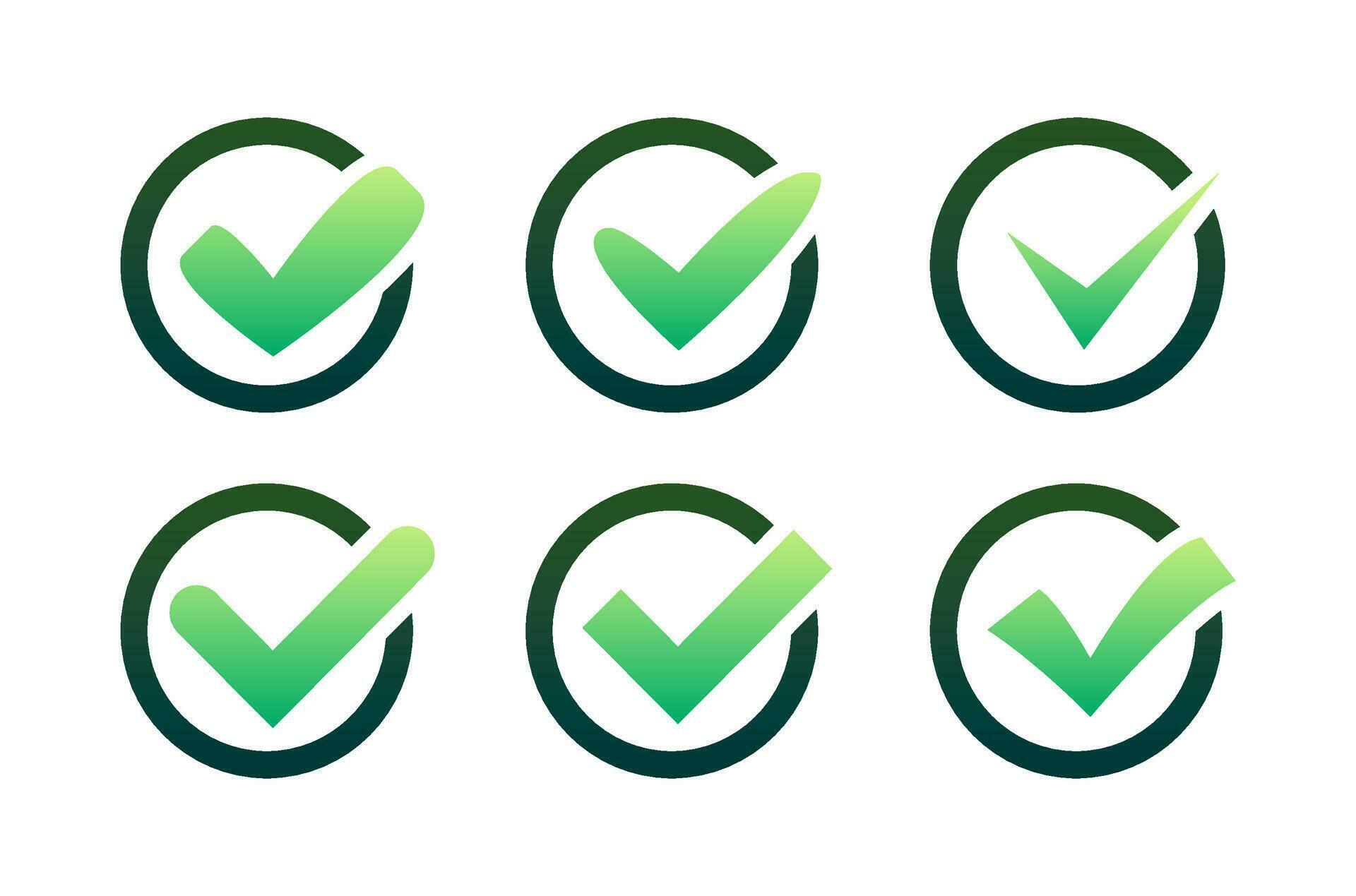 Set Green Check Mark icon. Yes sign, Approved icon. Success Accept, agree on application. Vector ...