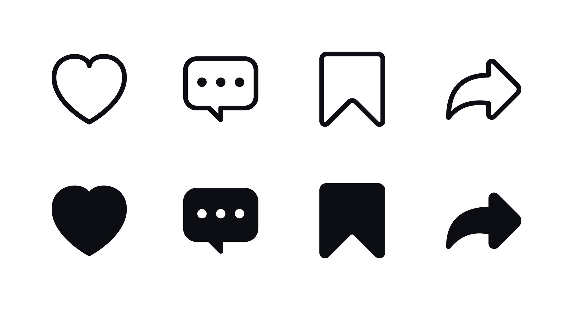 Social Media Interaction Icons Set Like Comment Share Save Symbols Vector Graphics 36339046
