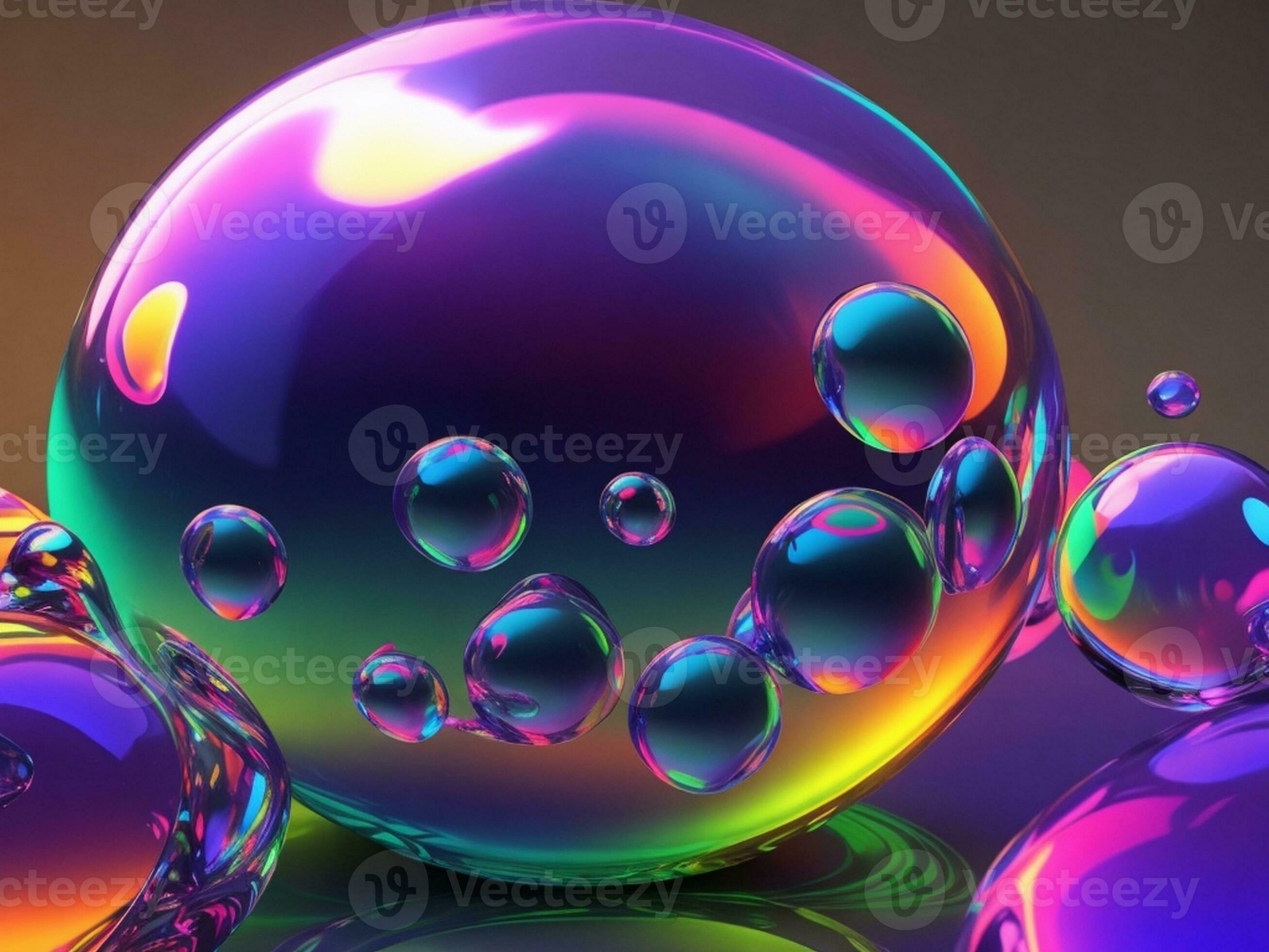 AI generated Bubble abstract 3d render of colorful bubbles abstract background generative ai ...