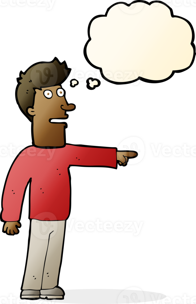 Cartoon Man Pointing With Thought Bubble 36341834 Png