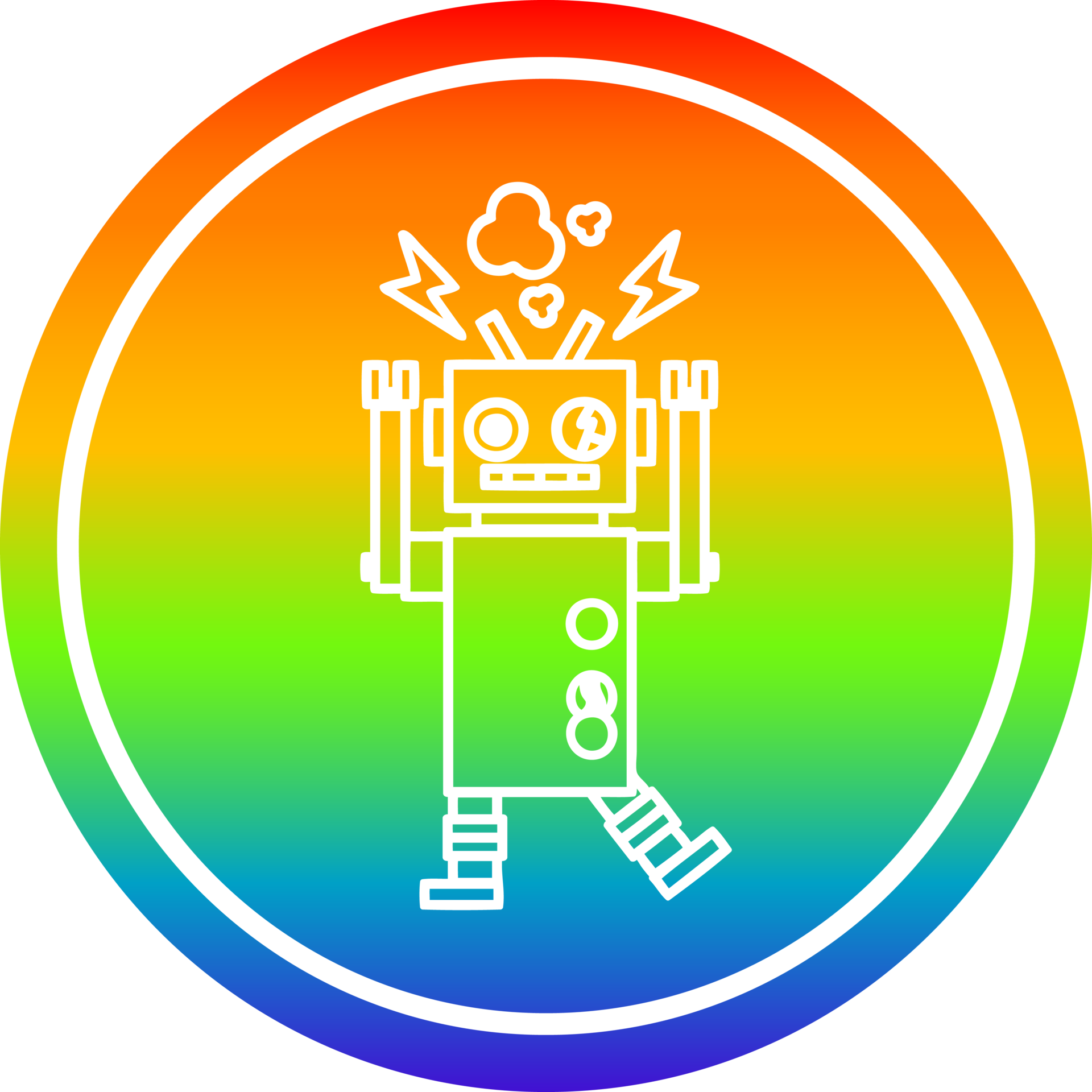 Malfunctioning Robot Circular In Rainbow Spectrum 36342462 Png