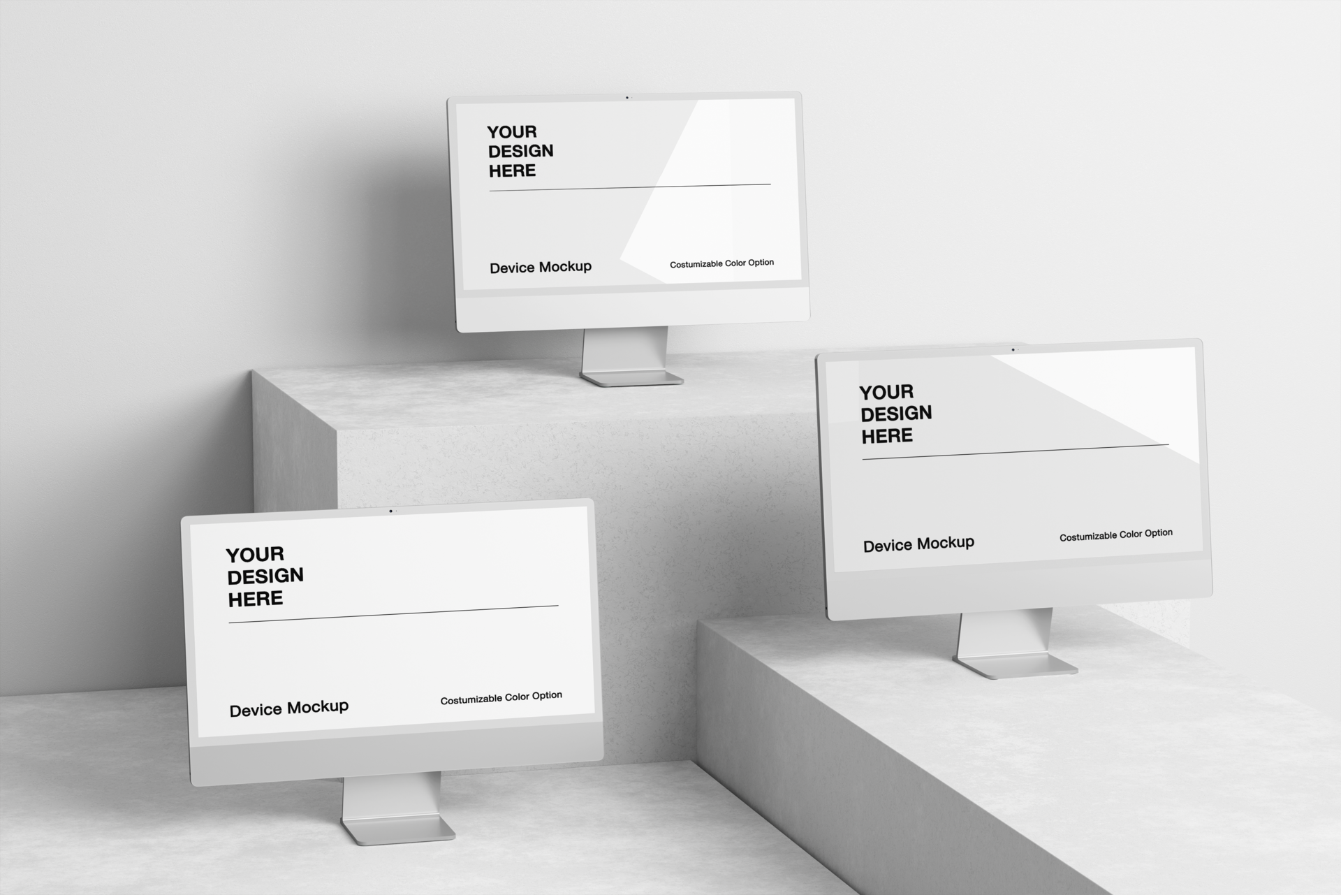 Realistic Computer Mockup Set With Wall And Shadow Background 36344246 Psd