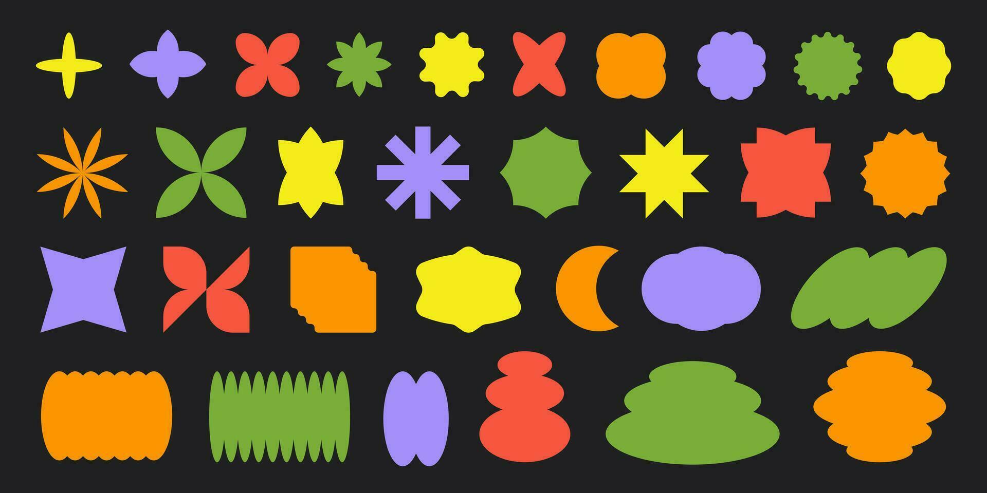 Vector set of abstract geometric shapes. Bright brutal contemporary ...