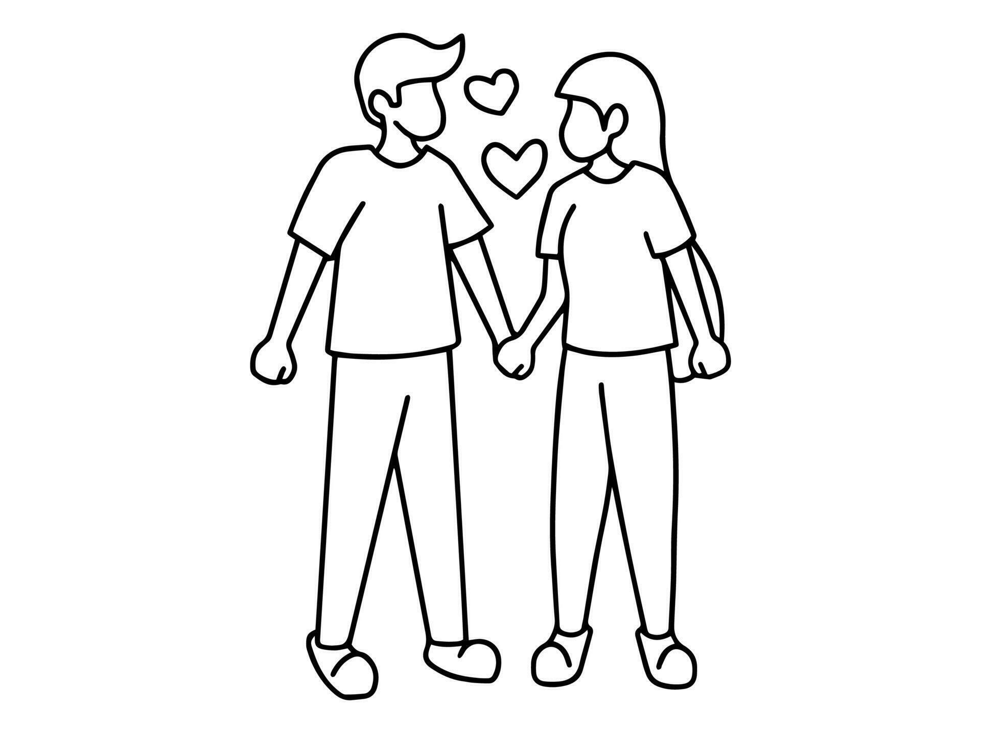 Valentines Day Romantic Couple Line Art 36345375 Vector Art At Vecteezy