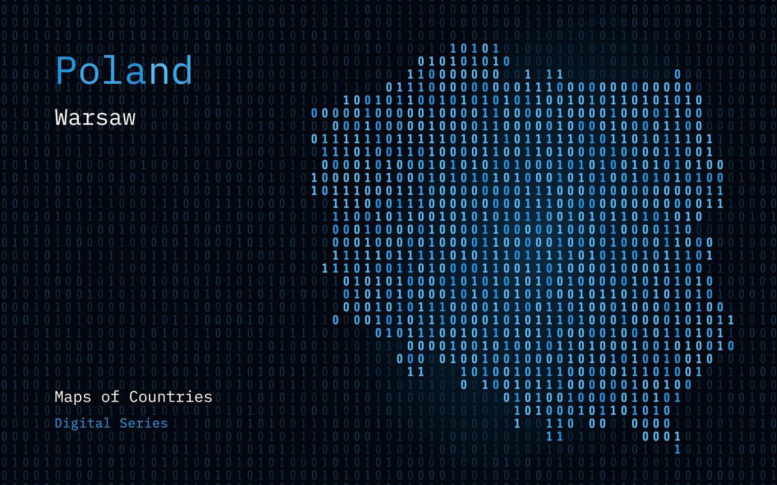 Poland Map Shown In Binary Code Pattern Green Matrix Numbers Zero One World Countries Vector
