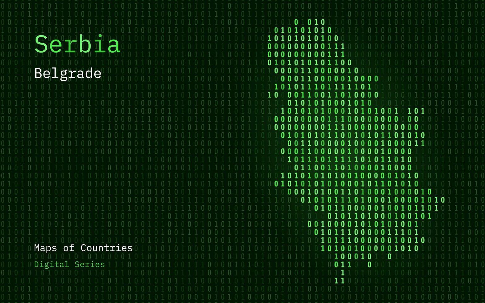 Serbia Map Shown in Binary Code Pattern. TSMC. Green Matrix numbers, zero, one. World Countries ...