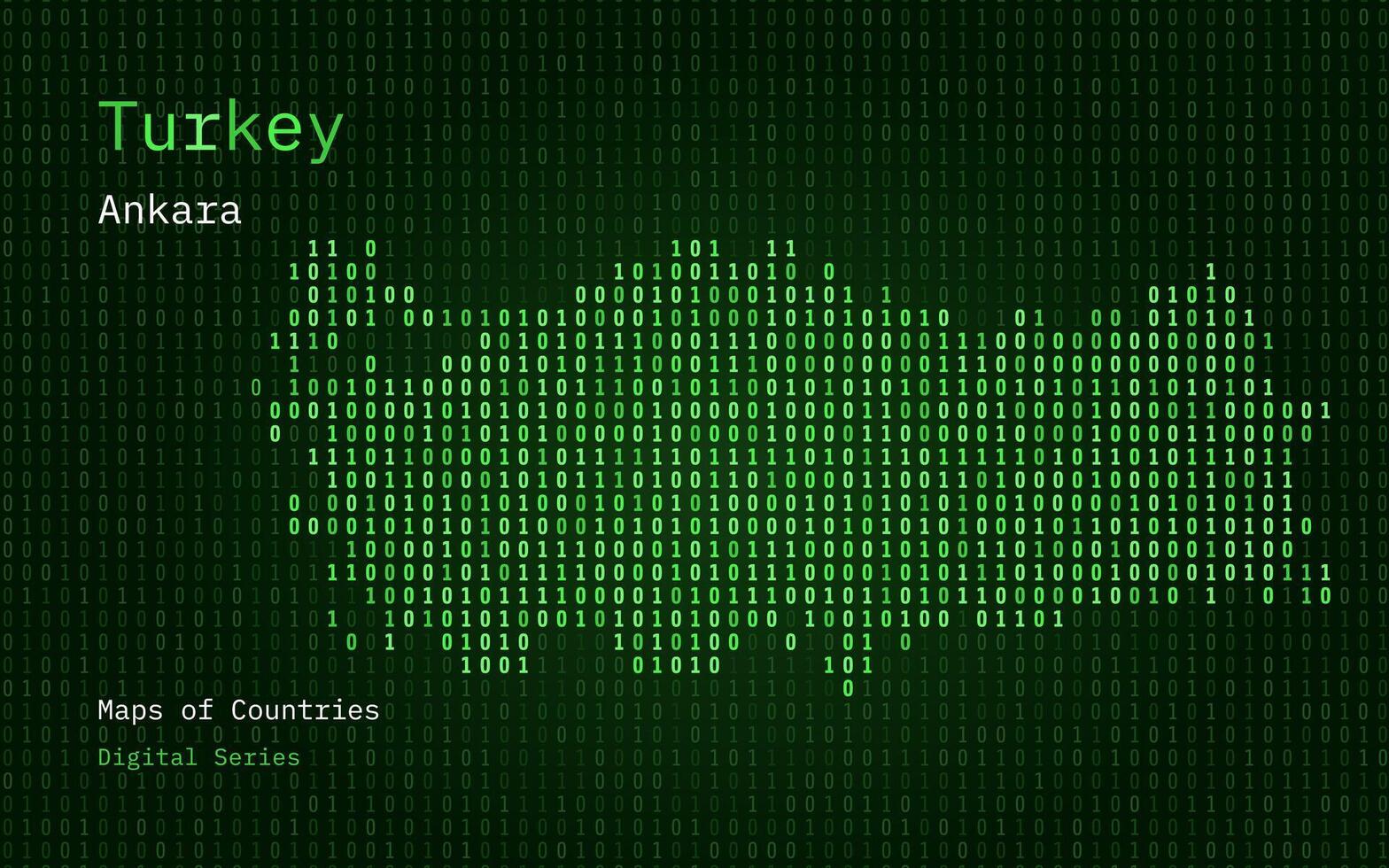 Turkey Map Shown In Binary Code Pattern Tsmc Green Matrix Numbers Zero One World Countries