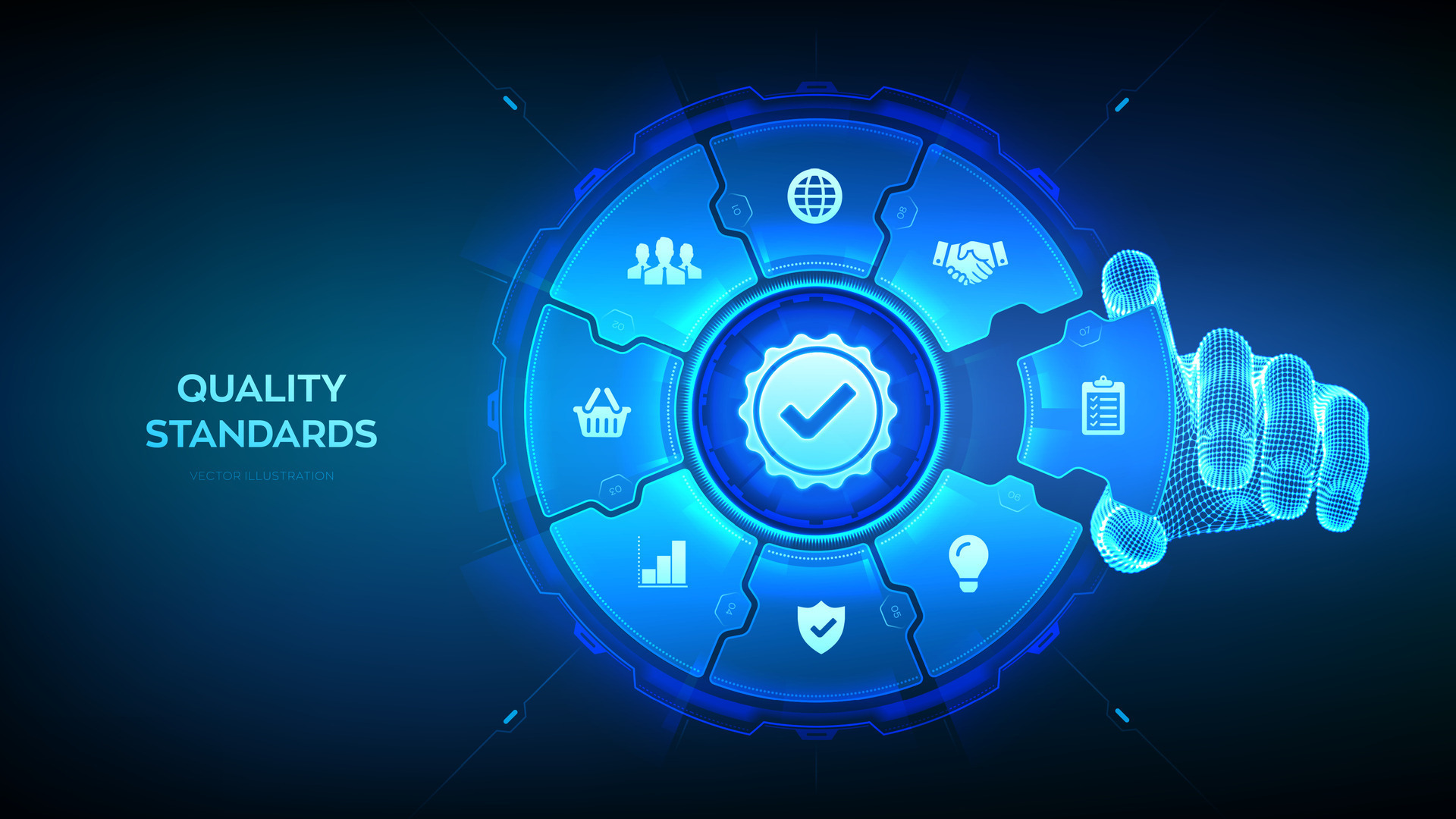 Quality standards control technology concept. ISO standardization ...