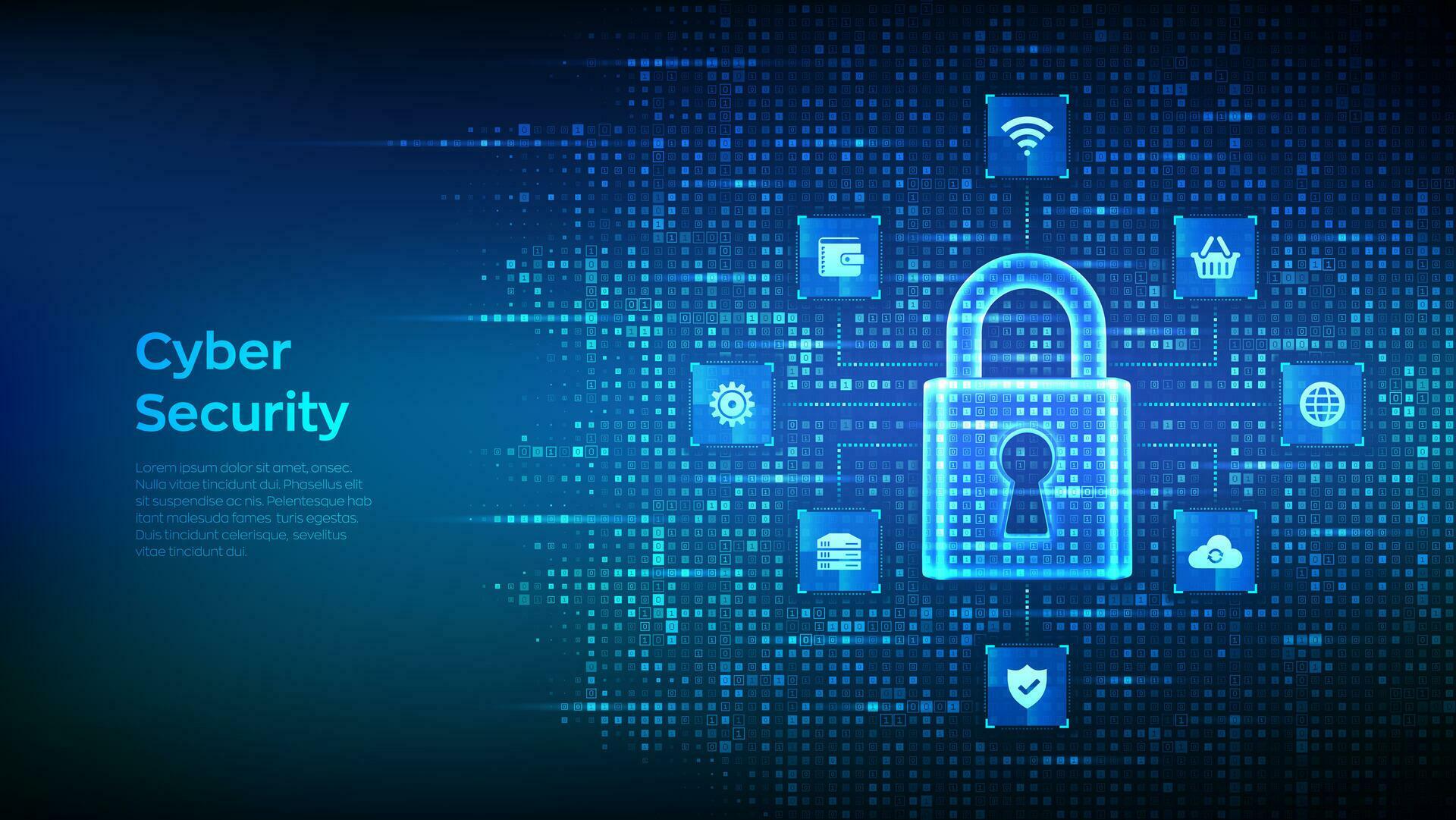 Cyber security. Data Protection. Internet network security technology concept. Padlock. Lock ...