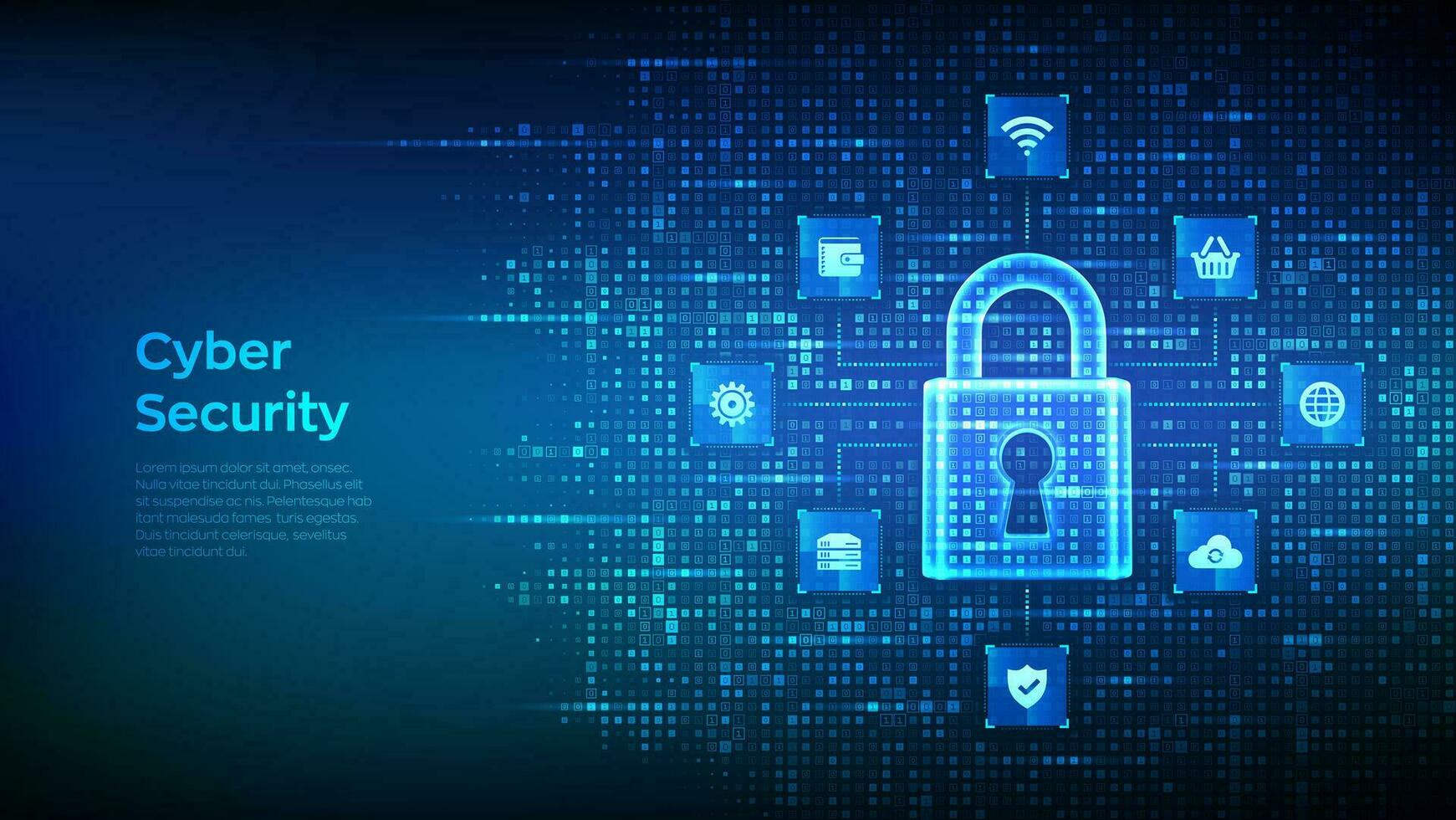 Cyber security. Data Protection. Internet network security technology concept. Padlock. Lock ...