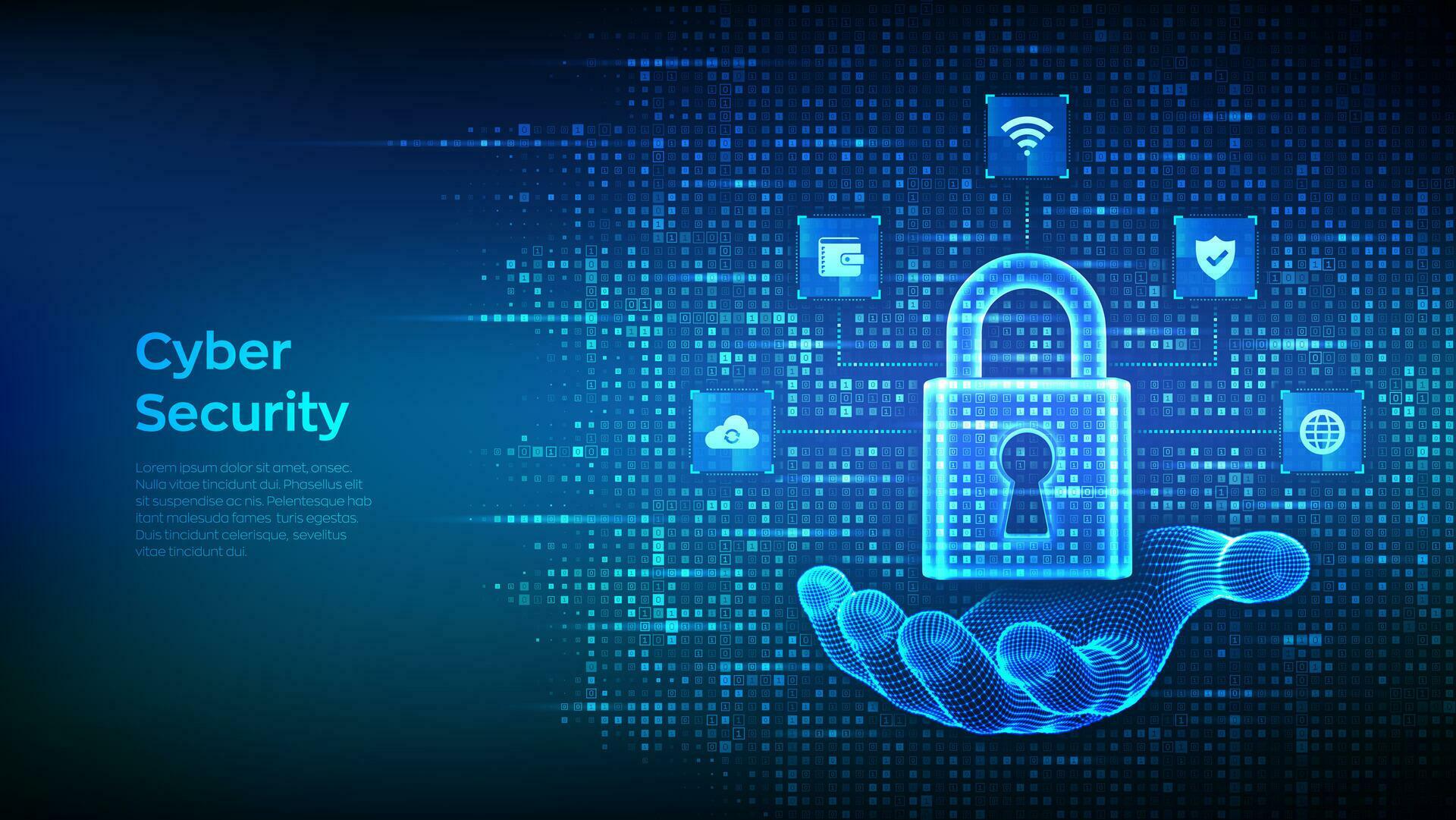 Cyber security. Data Protection. Internet network security technology concept. Padlock. Lock ...