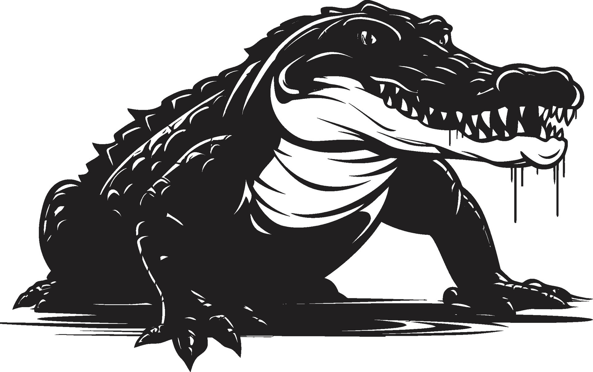 River Guardian Black Alligator Icon Design Fierce Majesty Vector ...