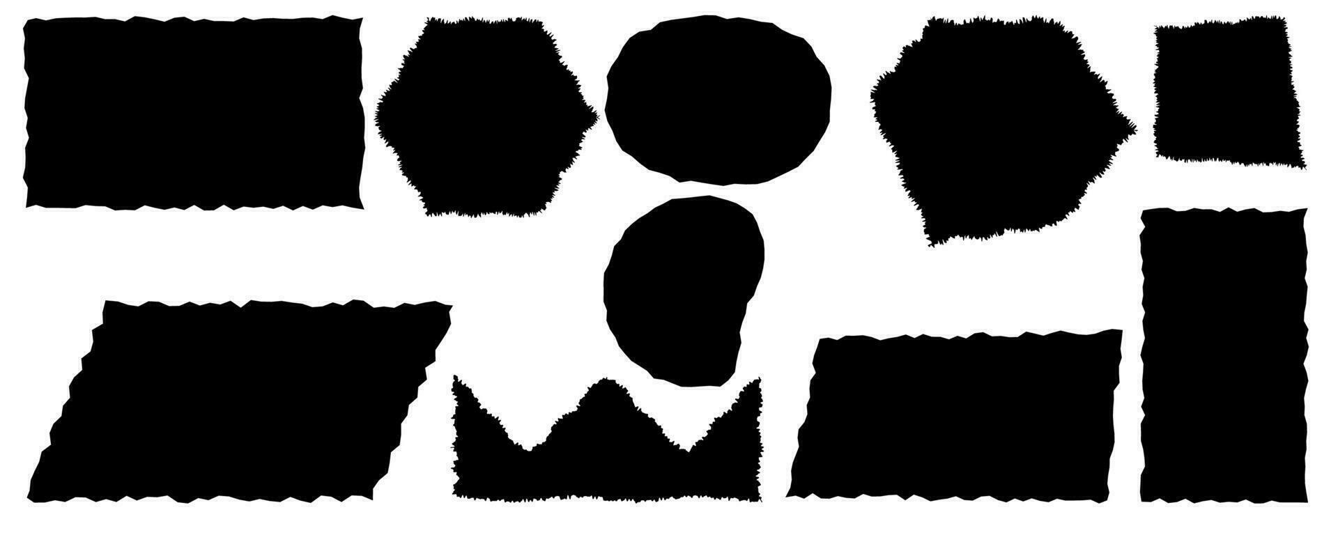 Jagged Rectangles Collection Set Of Black Grunge Element Shapes With Jagged Edges Torn Paper