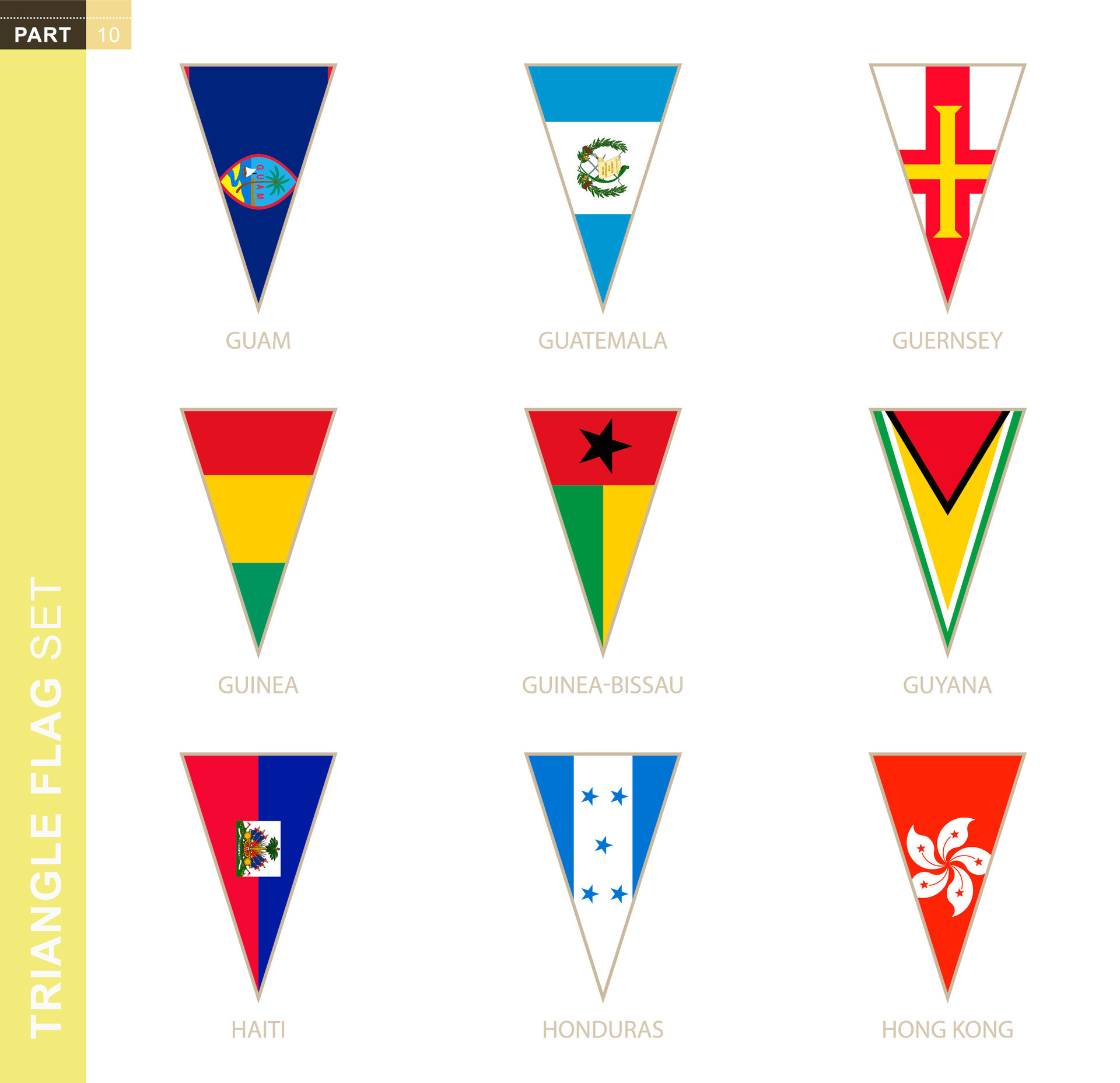 Triangle flag set, stylized country flags. 36349585 Vector Art at Vecteezy