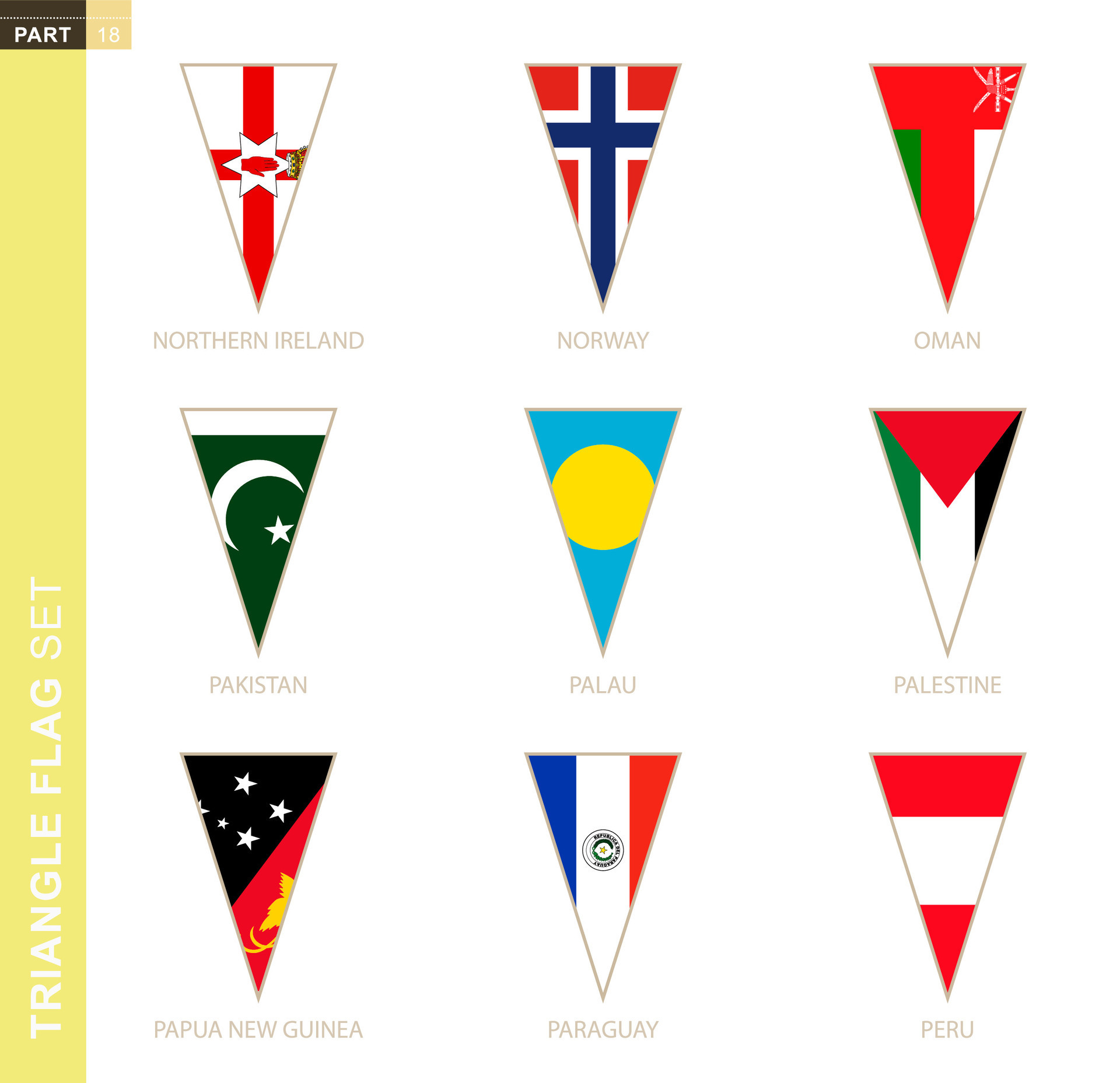 Triangle flag set, stylized country flags. 36349976 Vector Art at Vecteezy