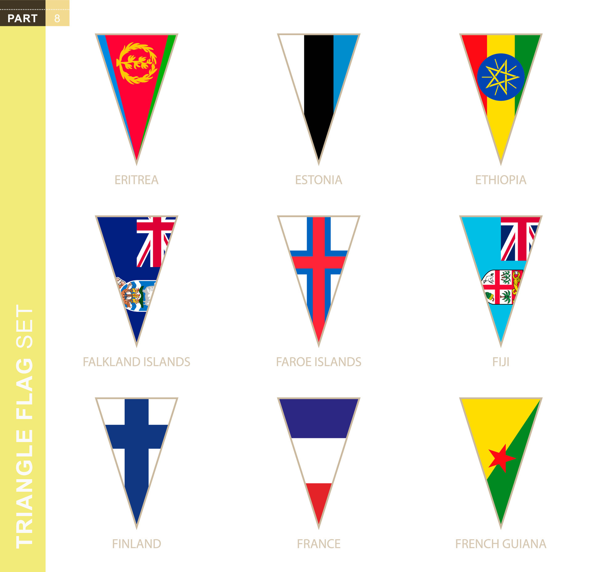 Triangle flag set, stylized country flags. 36350427 Vector Art at Vecteezy