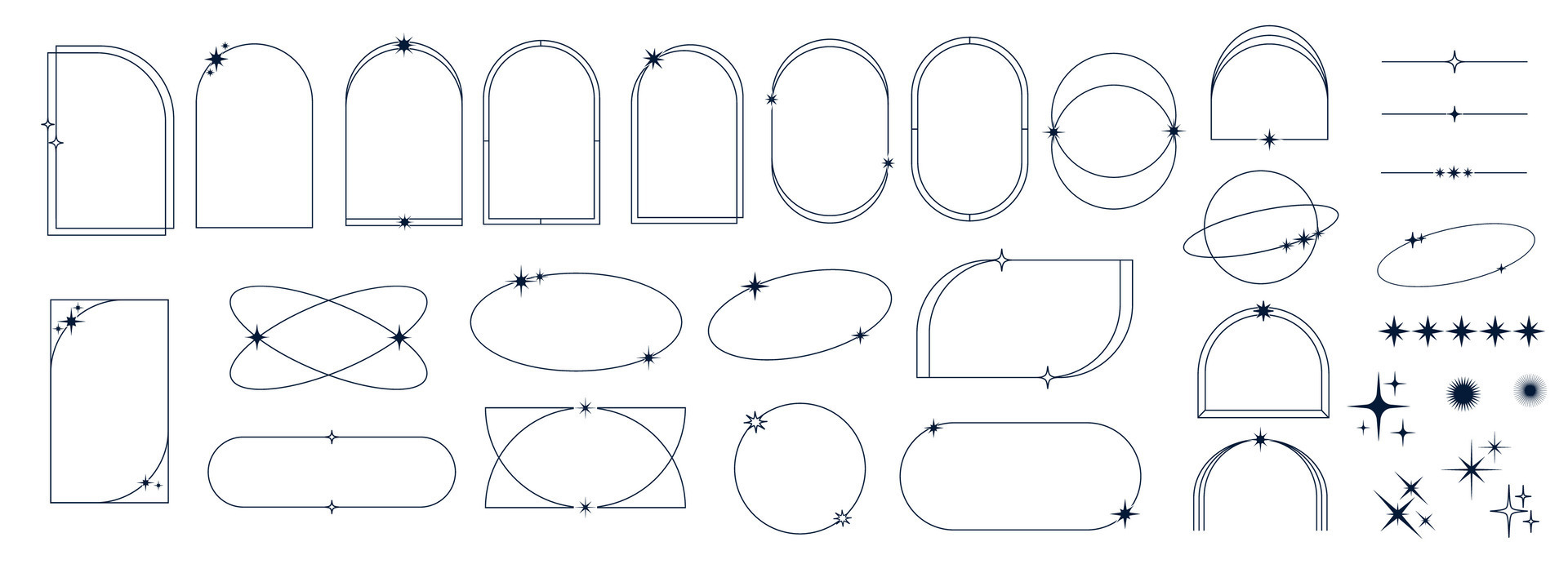 Minimal Line Frames And Borders With Star Twinkles 36351549 Vector Art At Vecteezy