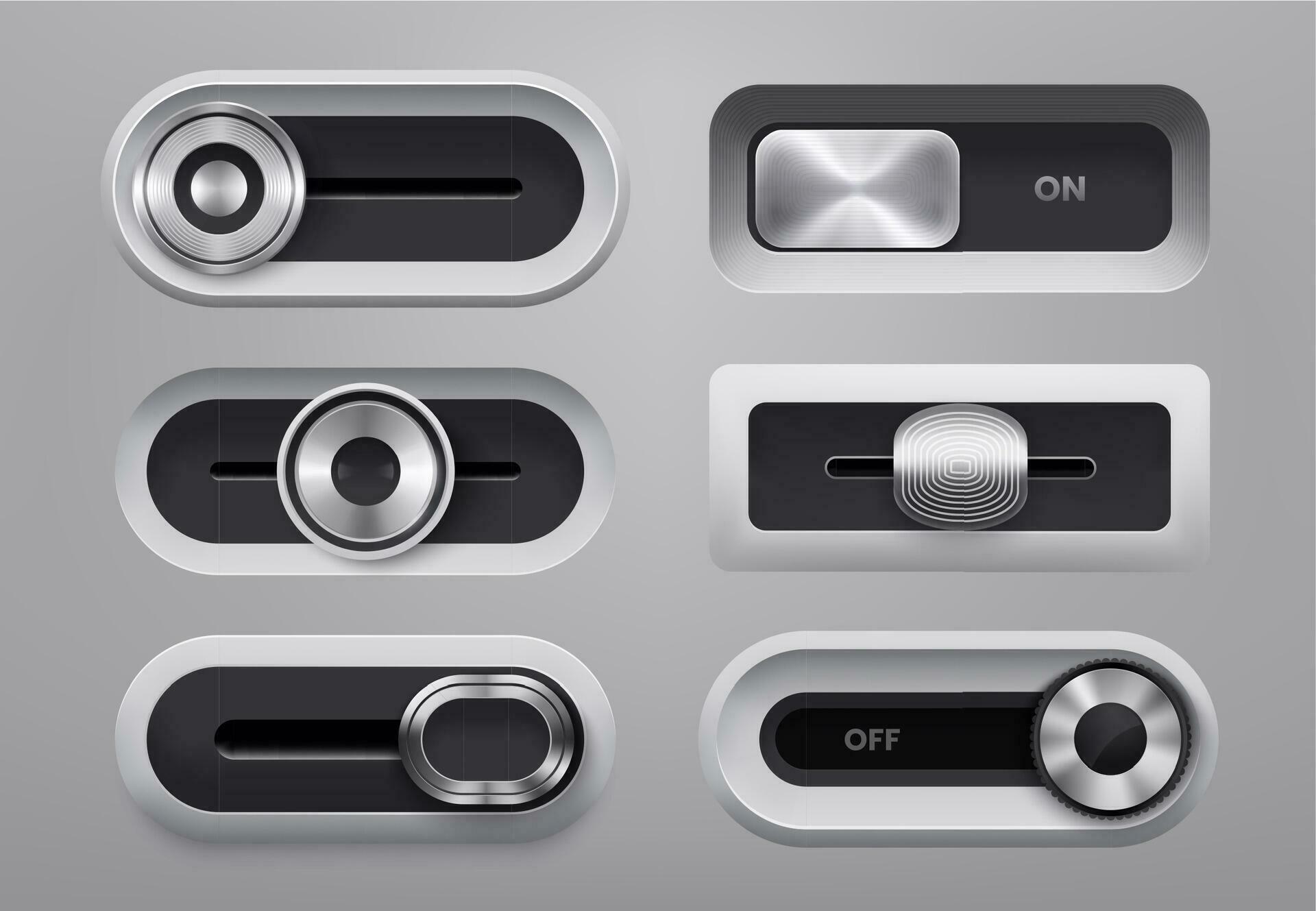 UI interface metal slider bar buttons, toggles 36351559 Vector Art at ...