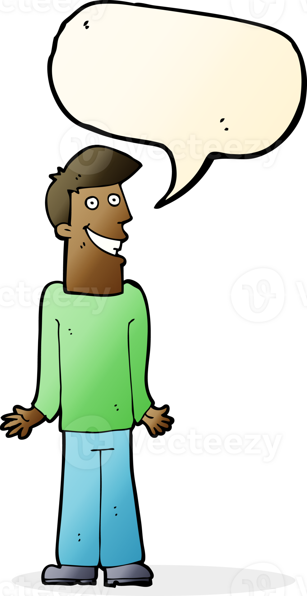 Cartoon Man Shrugging Shoulders With Speech Bubble 36352081 Png