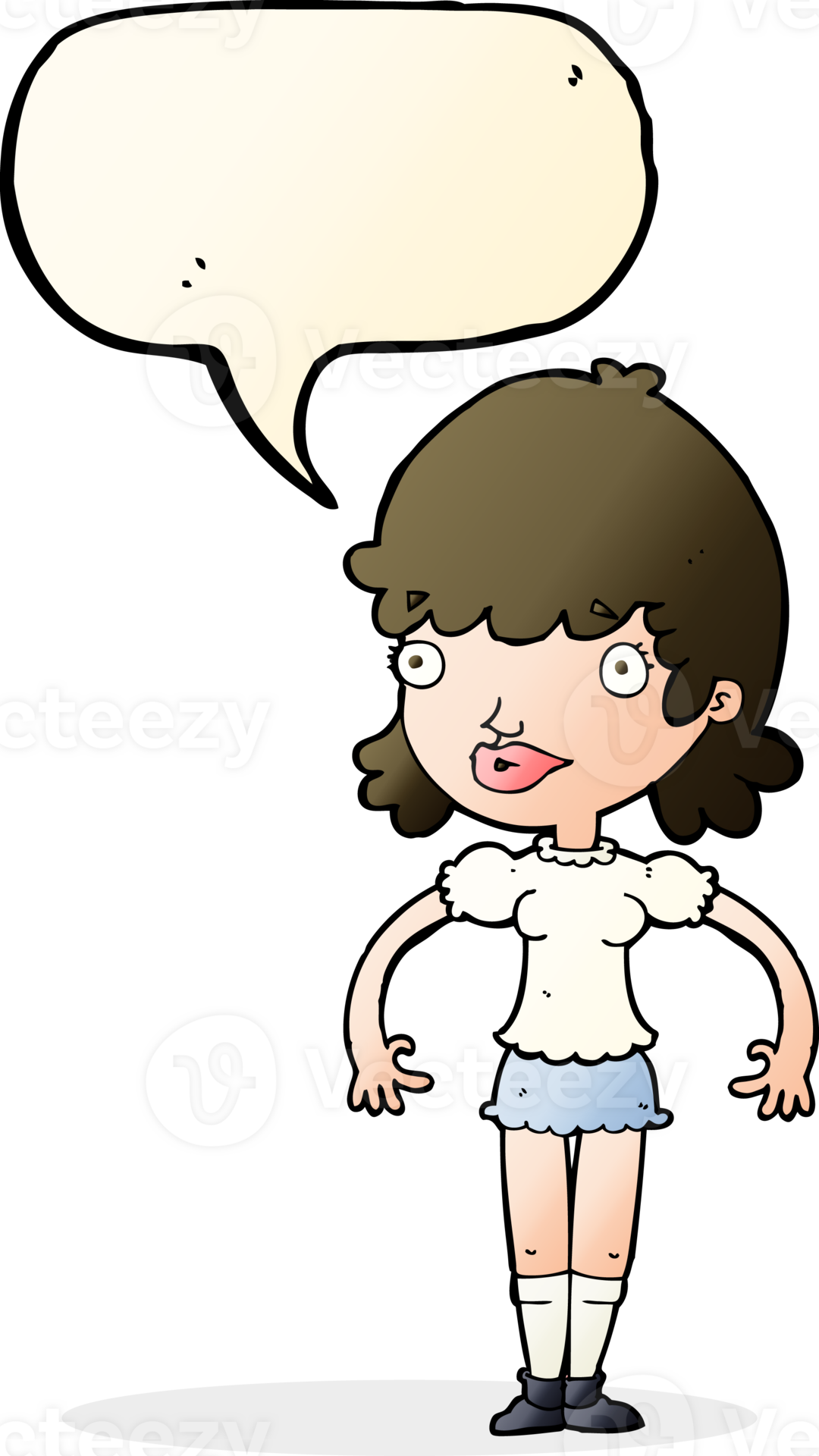 cartoon happy woman with speech bubble 36353385 PNG