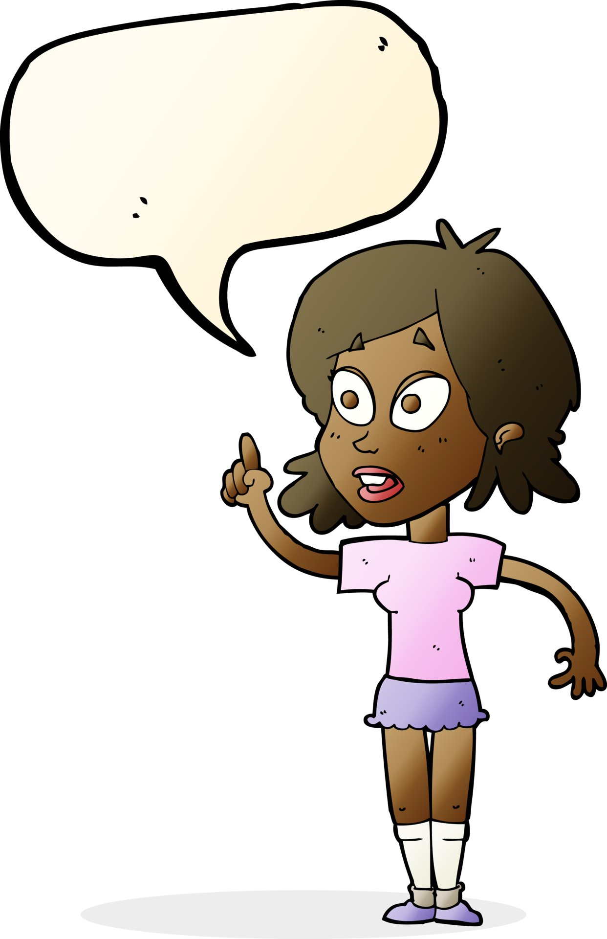 Femme De Bande Dessinée Posant Une Question Avec Bulle De Dialogue