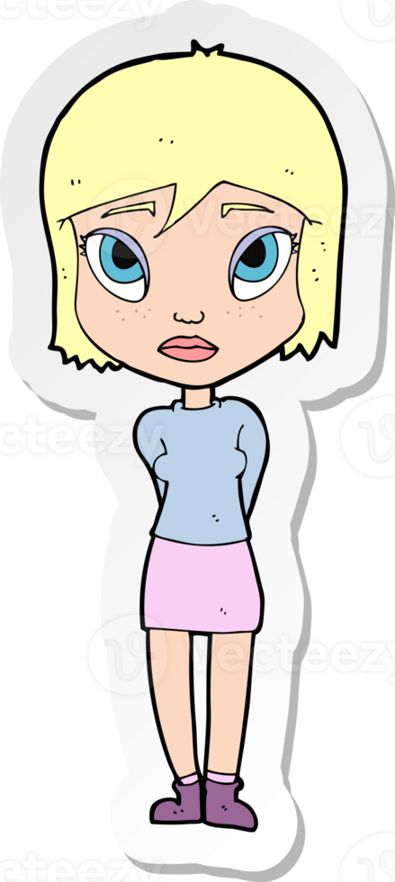 Sticker Of A Cartoon Shy Girl 36353873 Png