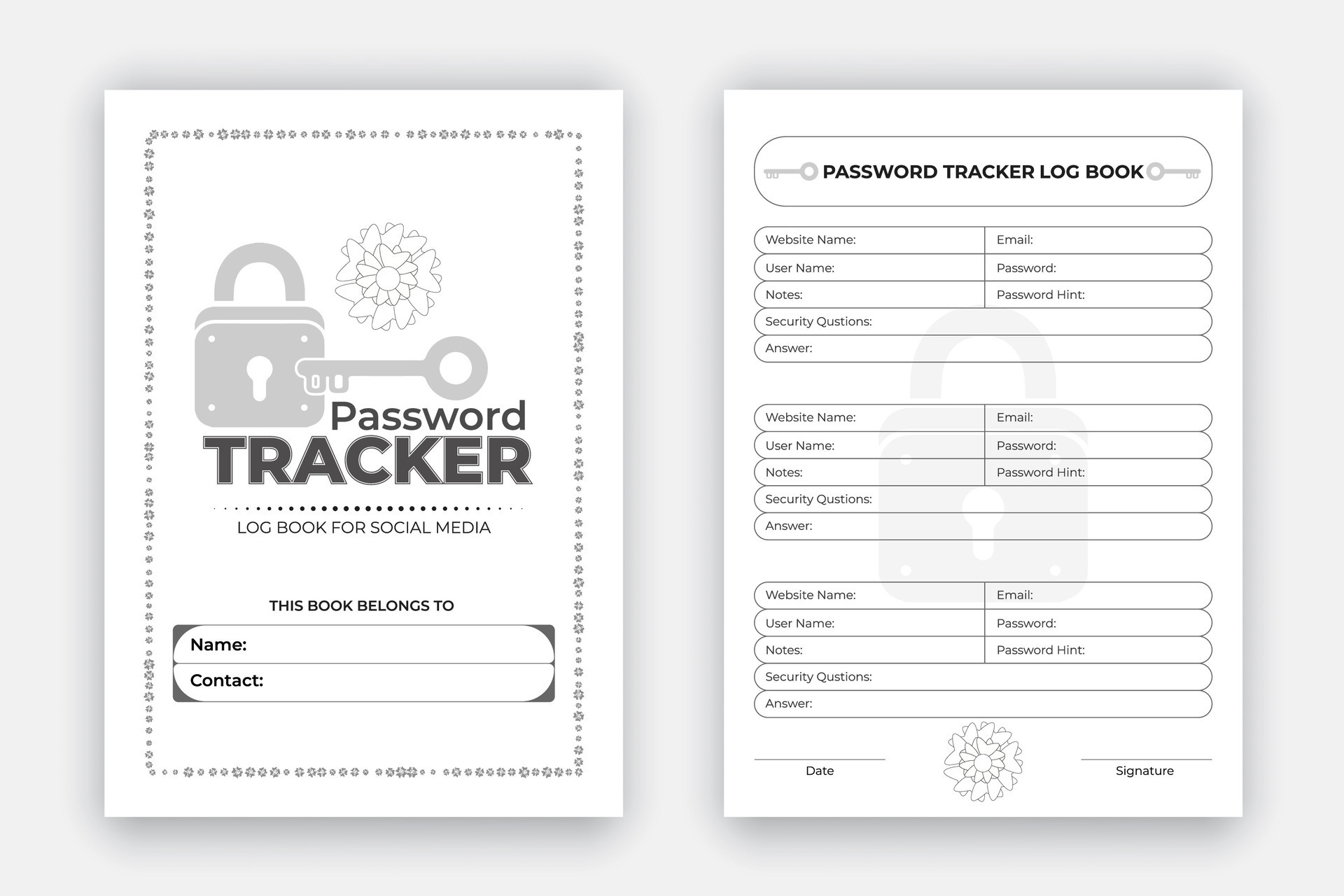Password Tracker Log Book Design Template Personal And Website Data