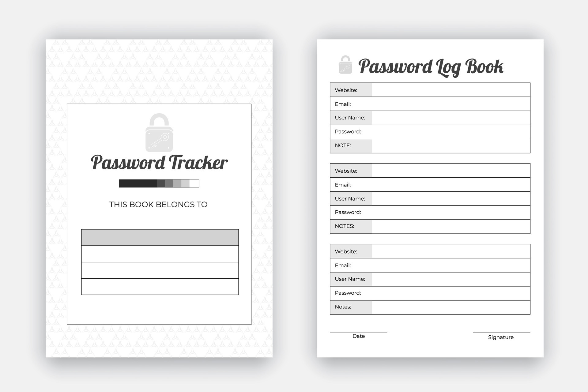 Password Log Book Template Minimalist Planner Printable Tracker