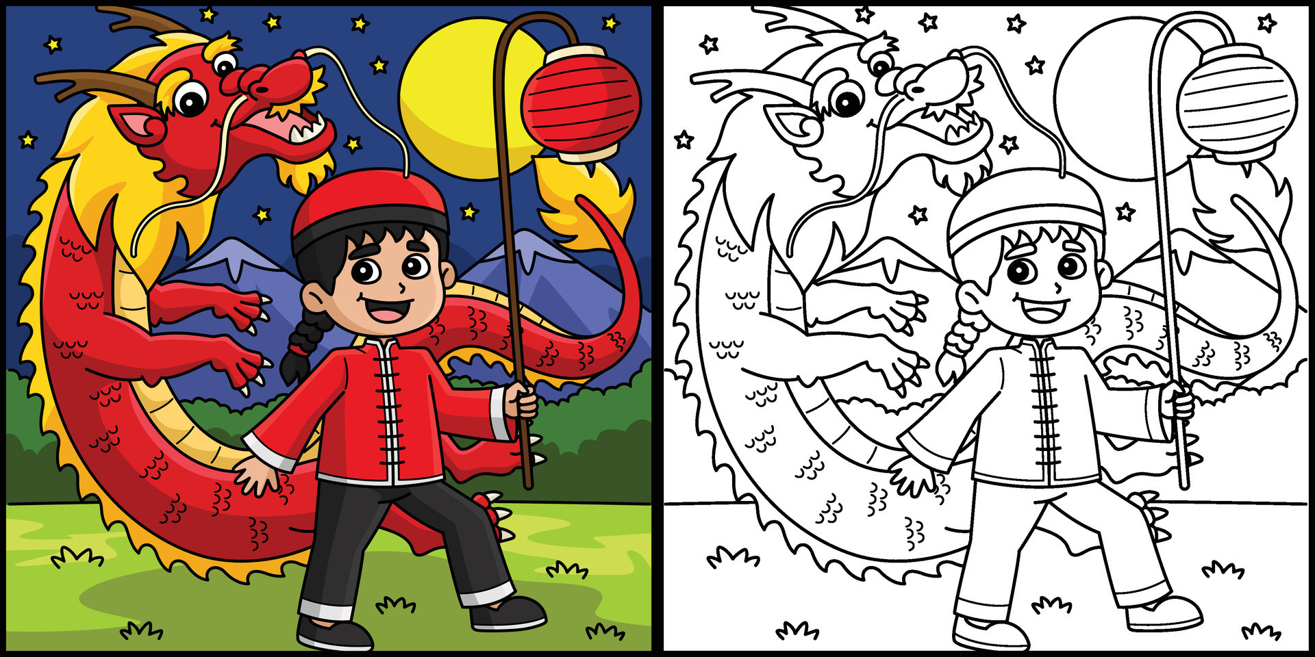 Year of the Dragon Chinese Boy Illustration 36355565 Vector Art at Vecteezy